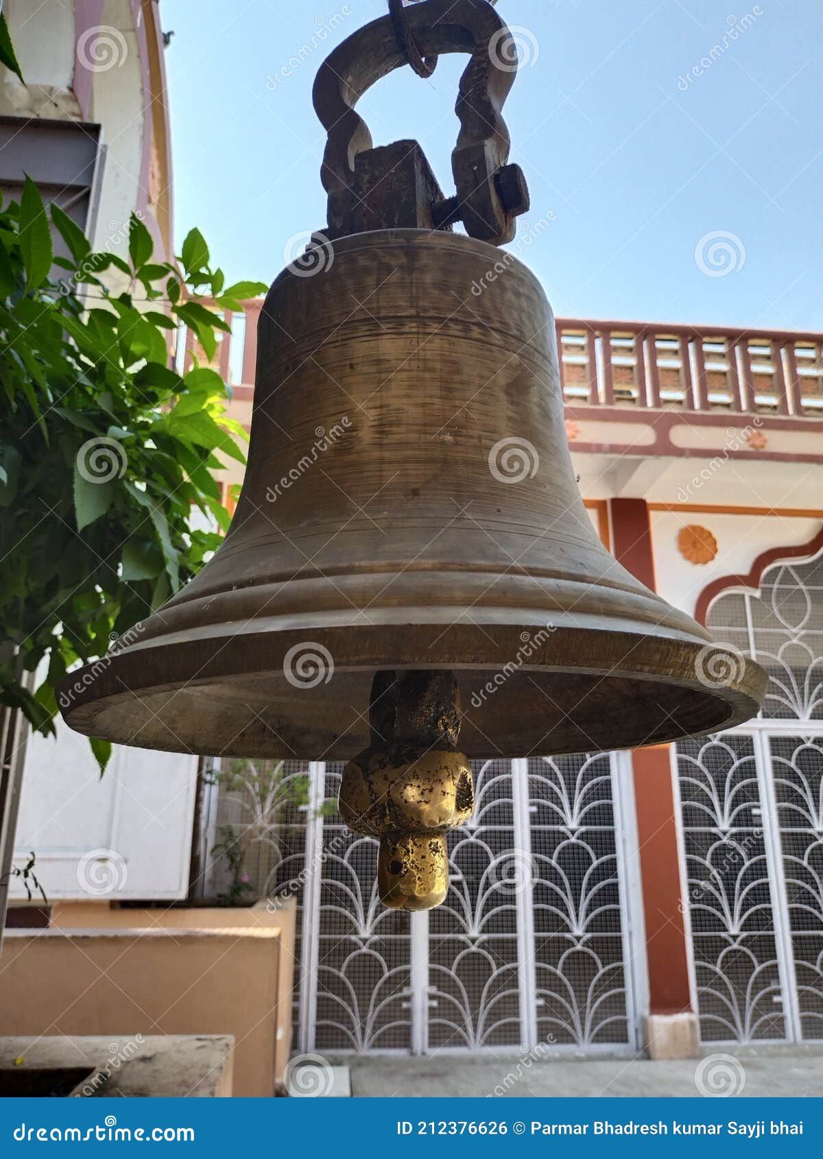 Hindu temple bell stock photo. Image of building, hindu - 212376626