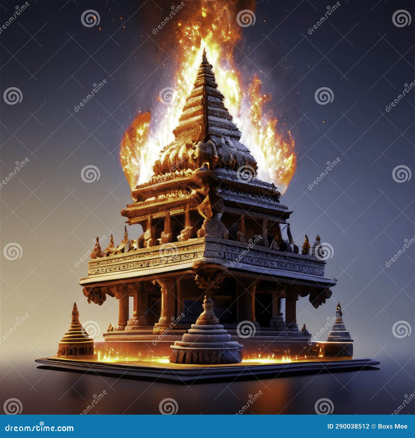 Hindu Temple with Fire on a Dark Background. 3d Rendering Generative AI ...