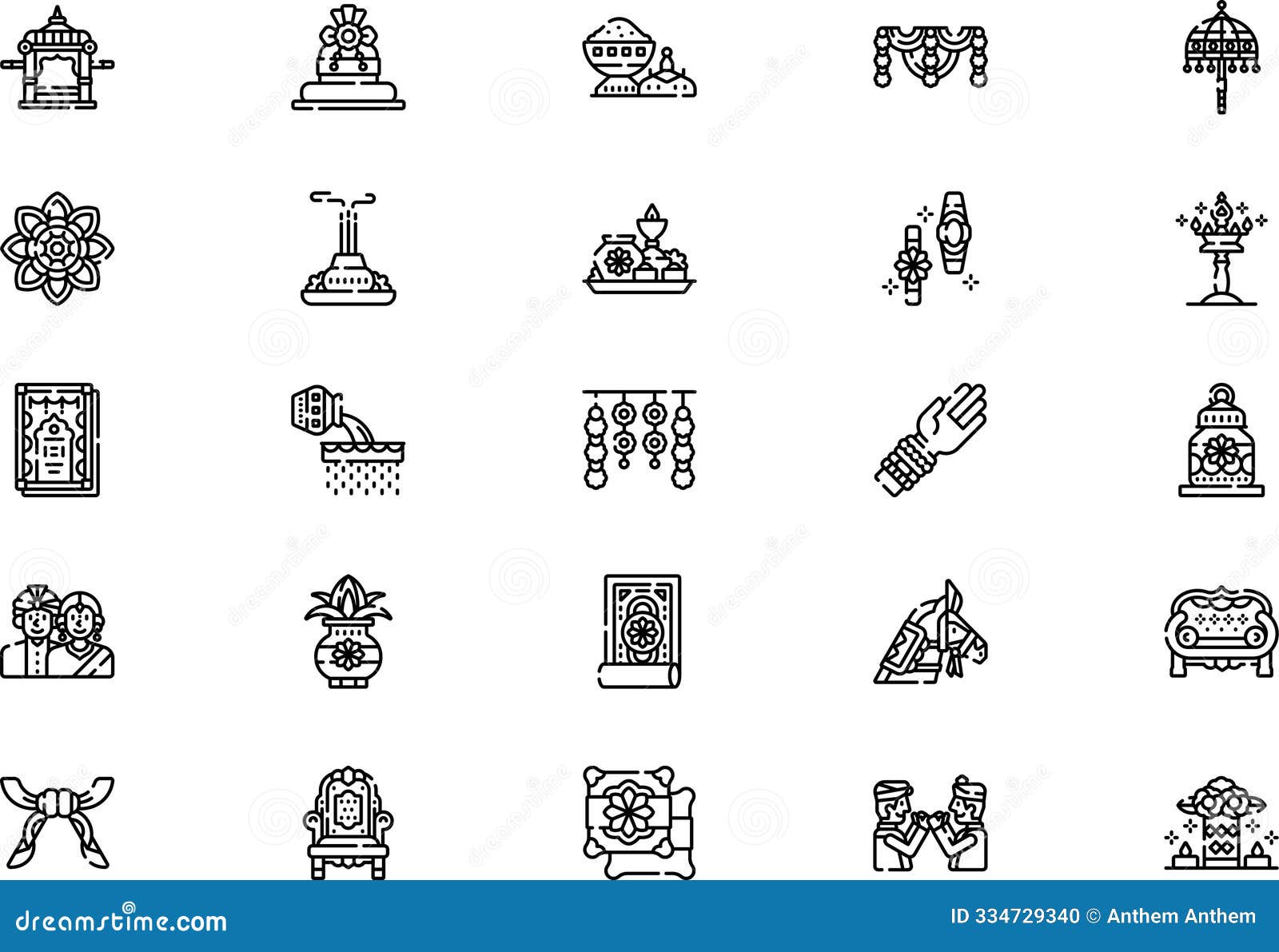 Hindu Wedding Icons Collection is a Vector Illustration with Editable ...