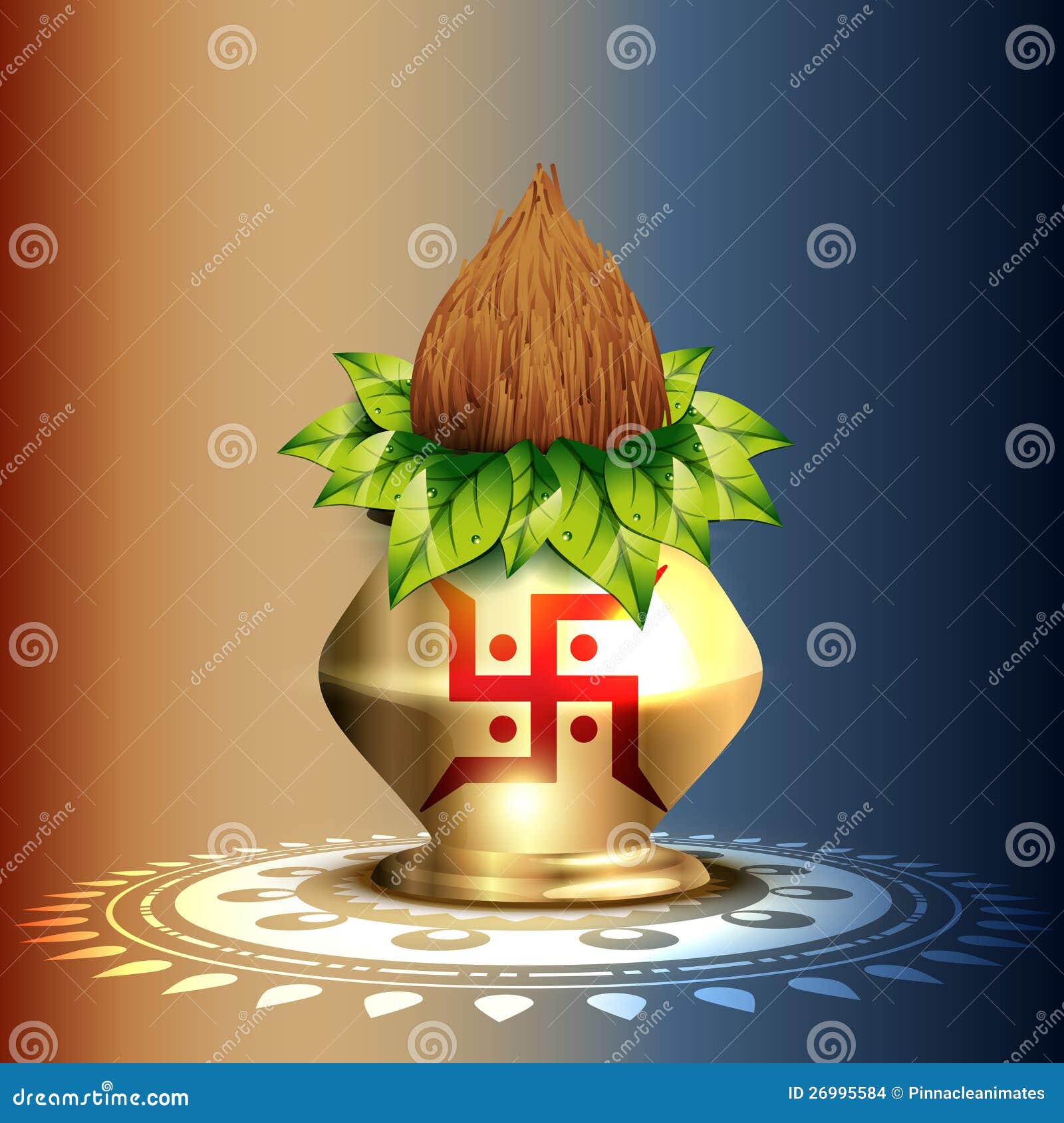 Hindu worship kalash stock illustration. Illustration of eps10 - 26995584