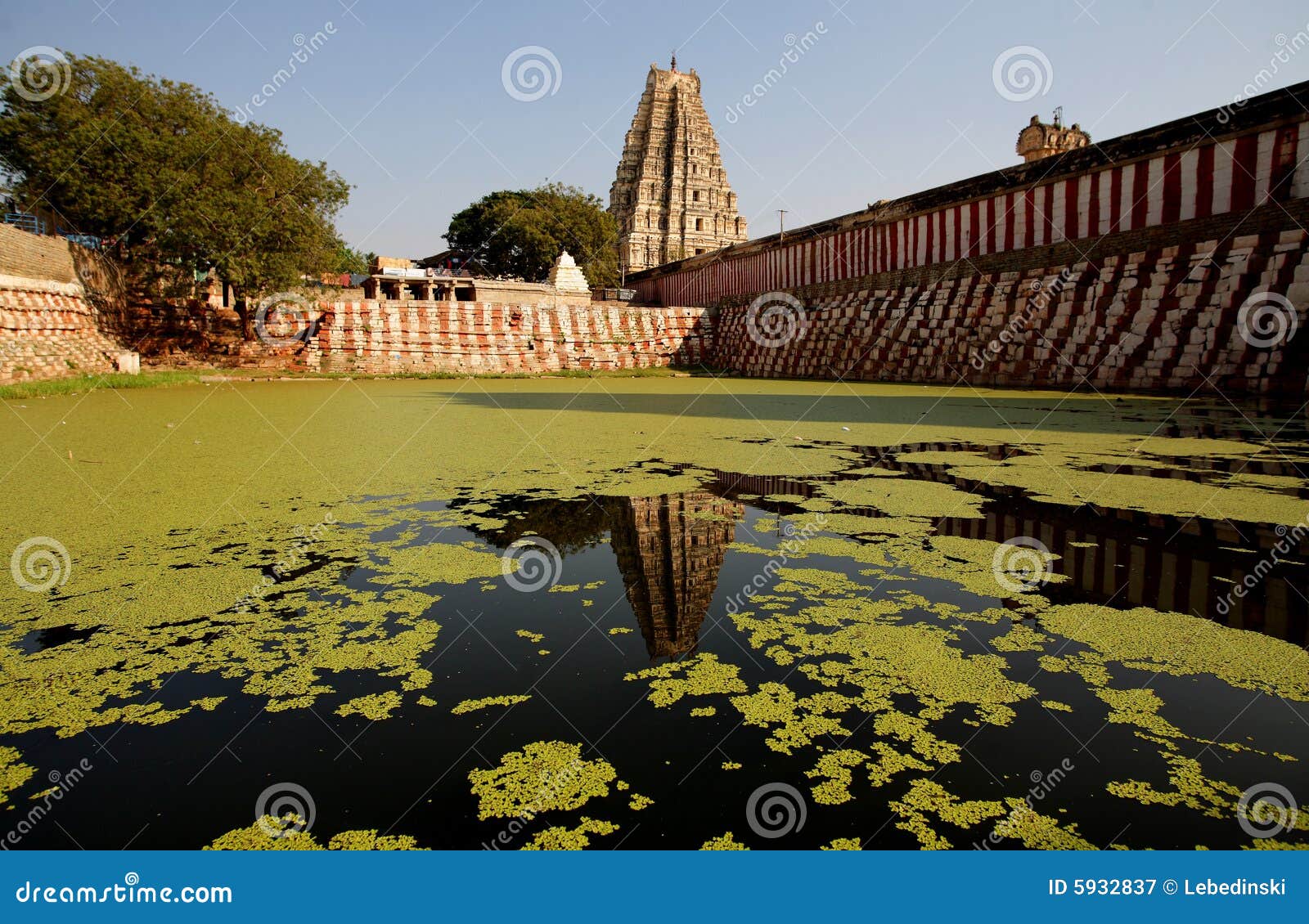 Hinduist Temple and Water Pool Stock Image - Image of spirituality ...