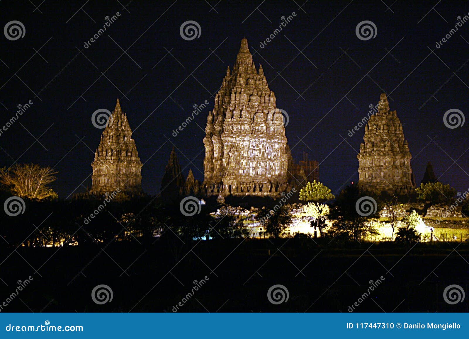 Prambanan by night stock photo. Image of night, history - 117447310
