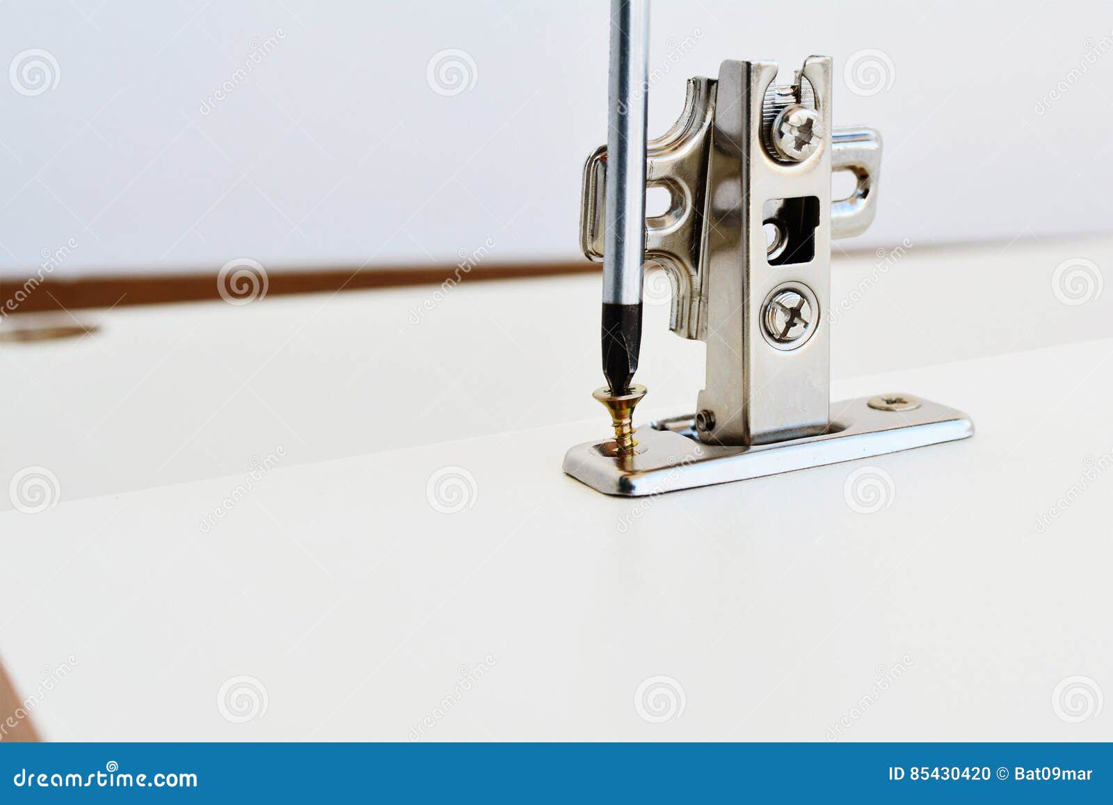 Hinge Assembly on Kitchen Cabinet Door Stock Photo - Image of kitchen ...