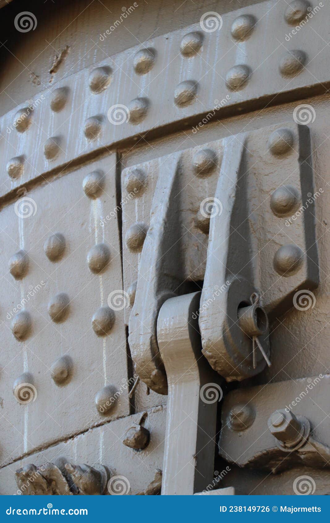 Hinge and Rivets on Gray Painted Iron Stock Photo - Image of iron ...