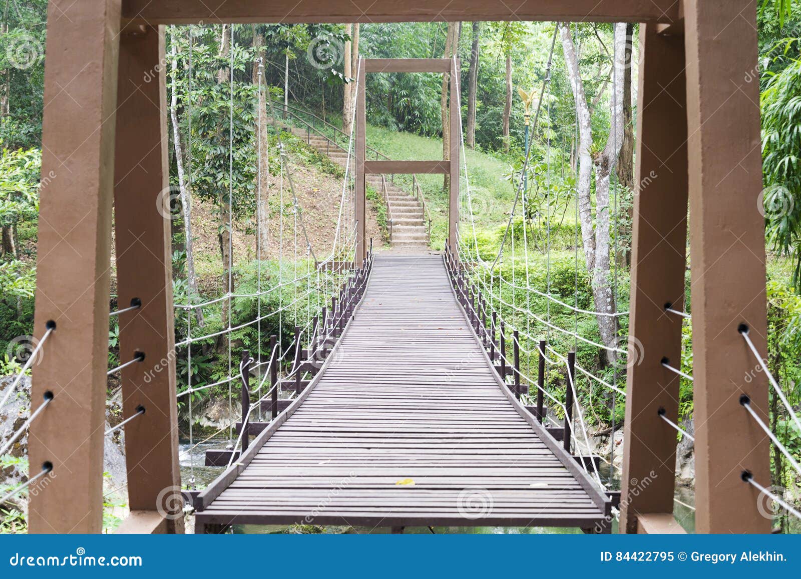 The hinged bridge. stock image. Image of pond, weather - 84422795