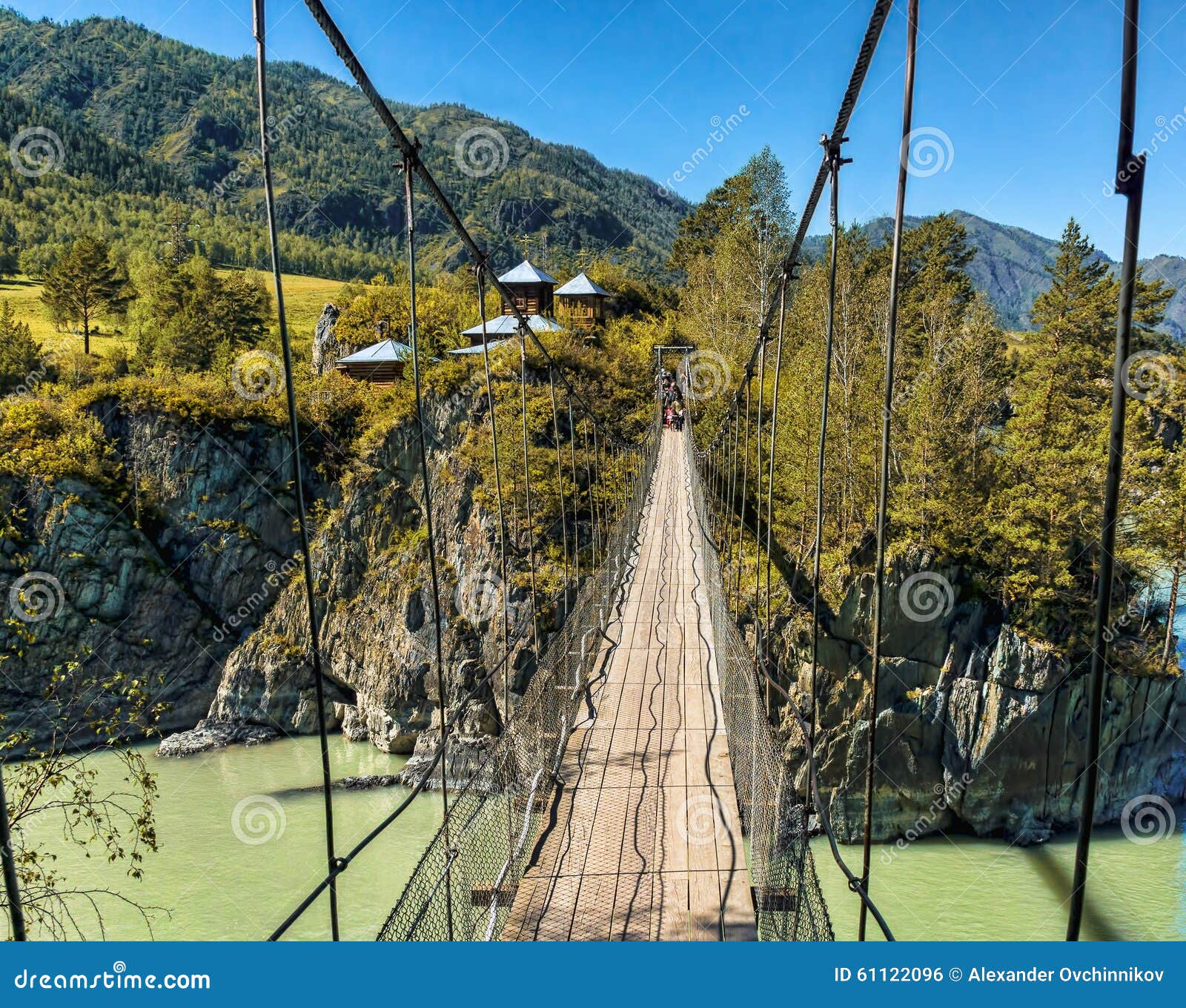 The Hinged Bridge Over the River Stock Photo - Image of rest, river ...