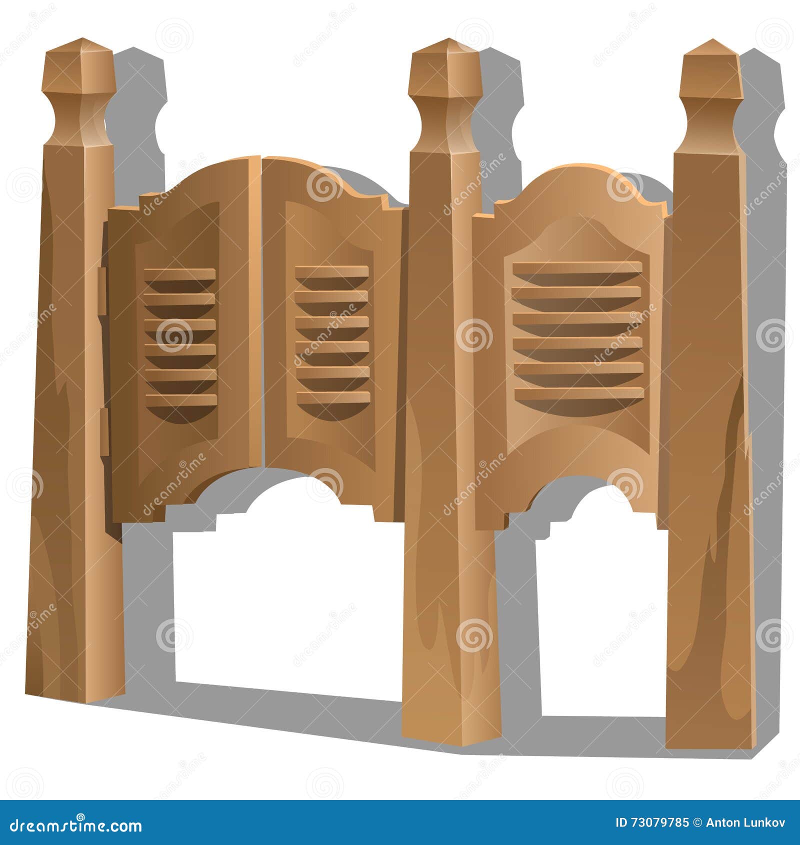 Hinged Door In Tavern. Interior In Wild West Style Cartoon Vector ...