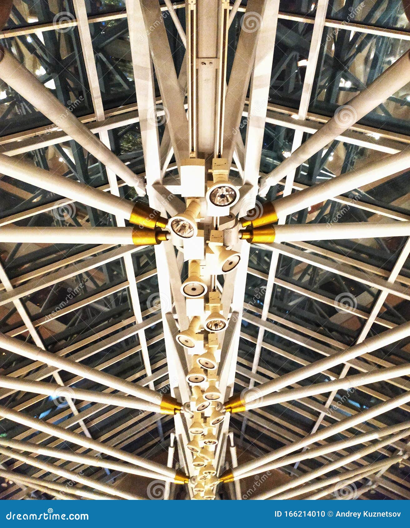 Hinged Metal Structures on the Ceiling Stock Photo - Image of metal ...