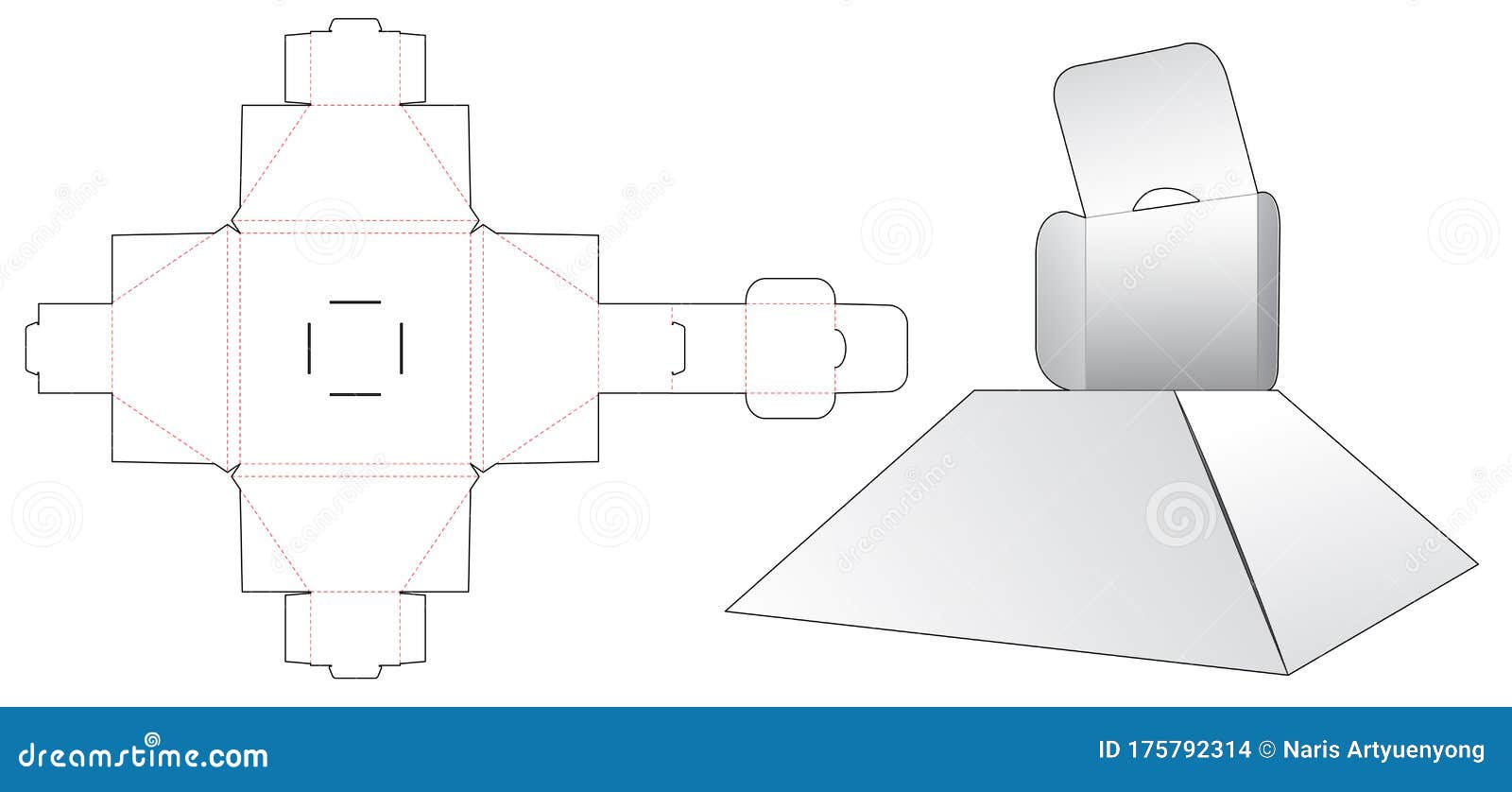Hinged Pyramid Box Die Cut Template Design Stock Vector - Illustration ...