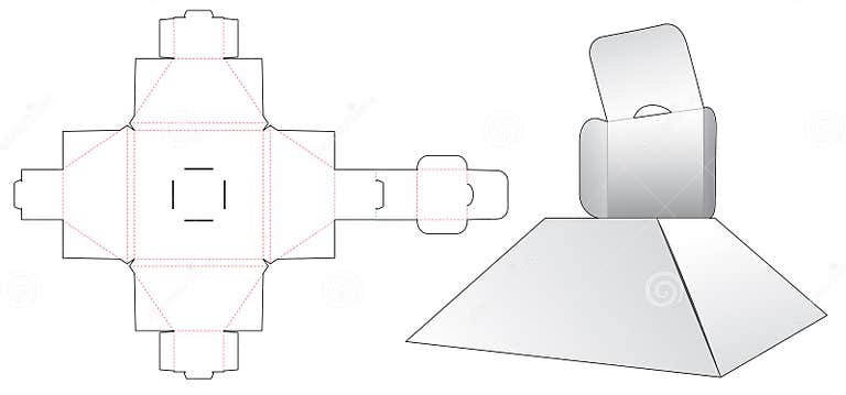 Hinged Pyramid Box Die Cut Template Design Stock Vector - Illustration ...
