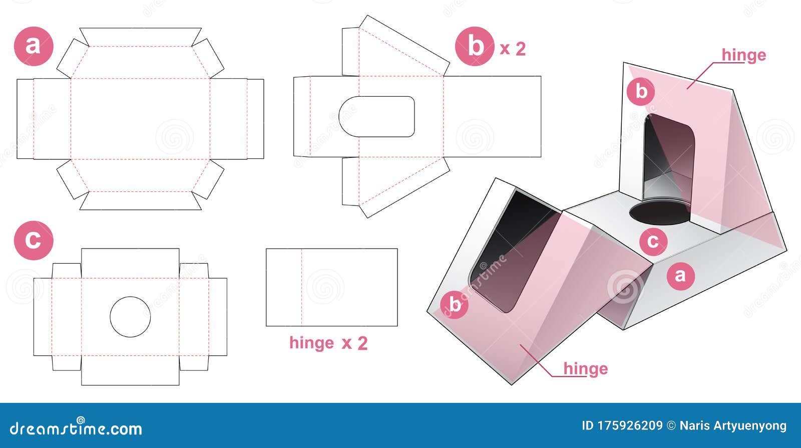 Hinged Triangle Box Die Cut Template Stock Vector - Illustration of ...