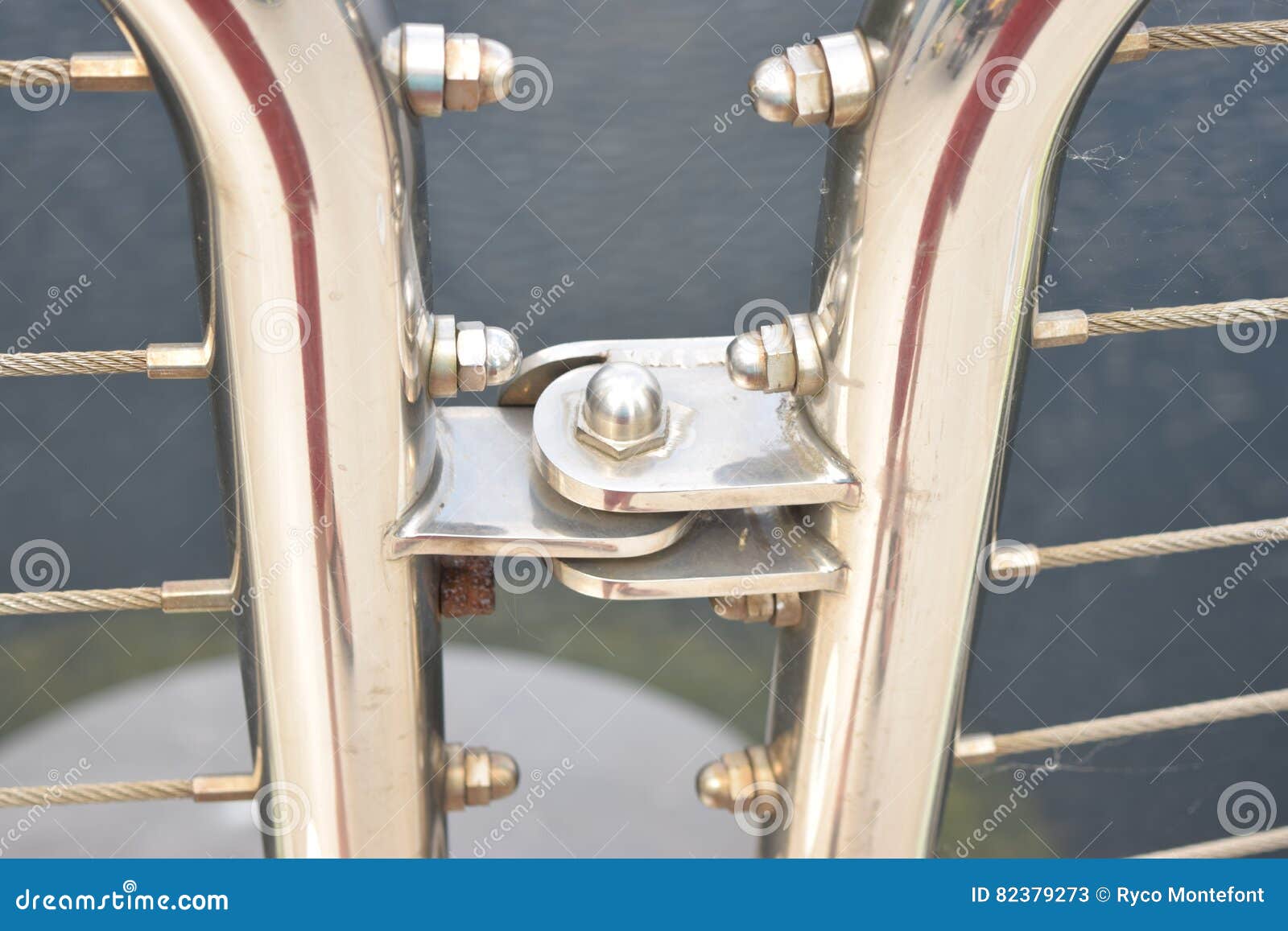 Hinges of a Metallic Bridge Railing Stock Image - Image of shiny ...