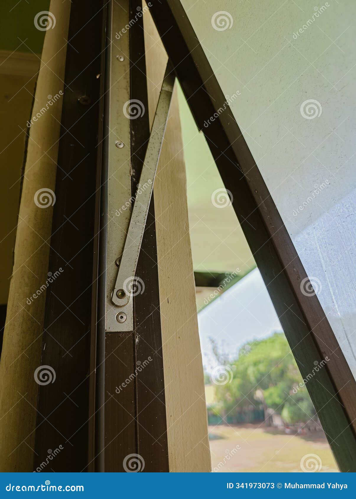 The Hinges on the Window are Open Stock Image - Image of wall, design ...
