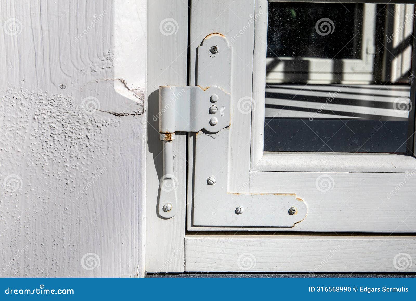 Hinges for a Wooden Window. Wooden Window Frame Stock Photo - Image of ...