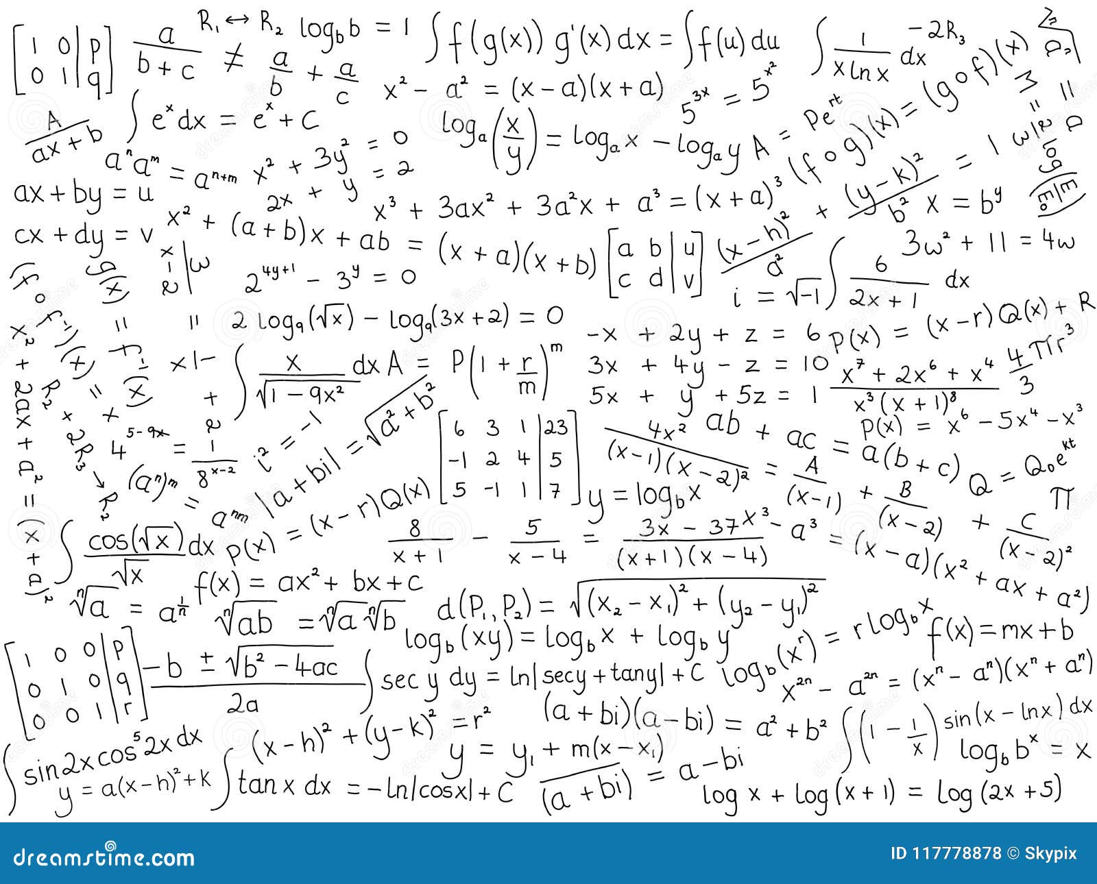 Hintergrund Von Mathematischen Formeln Auf Weißem Hintergrund Vektor ...
