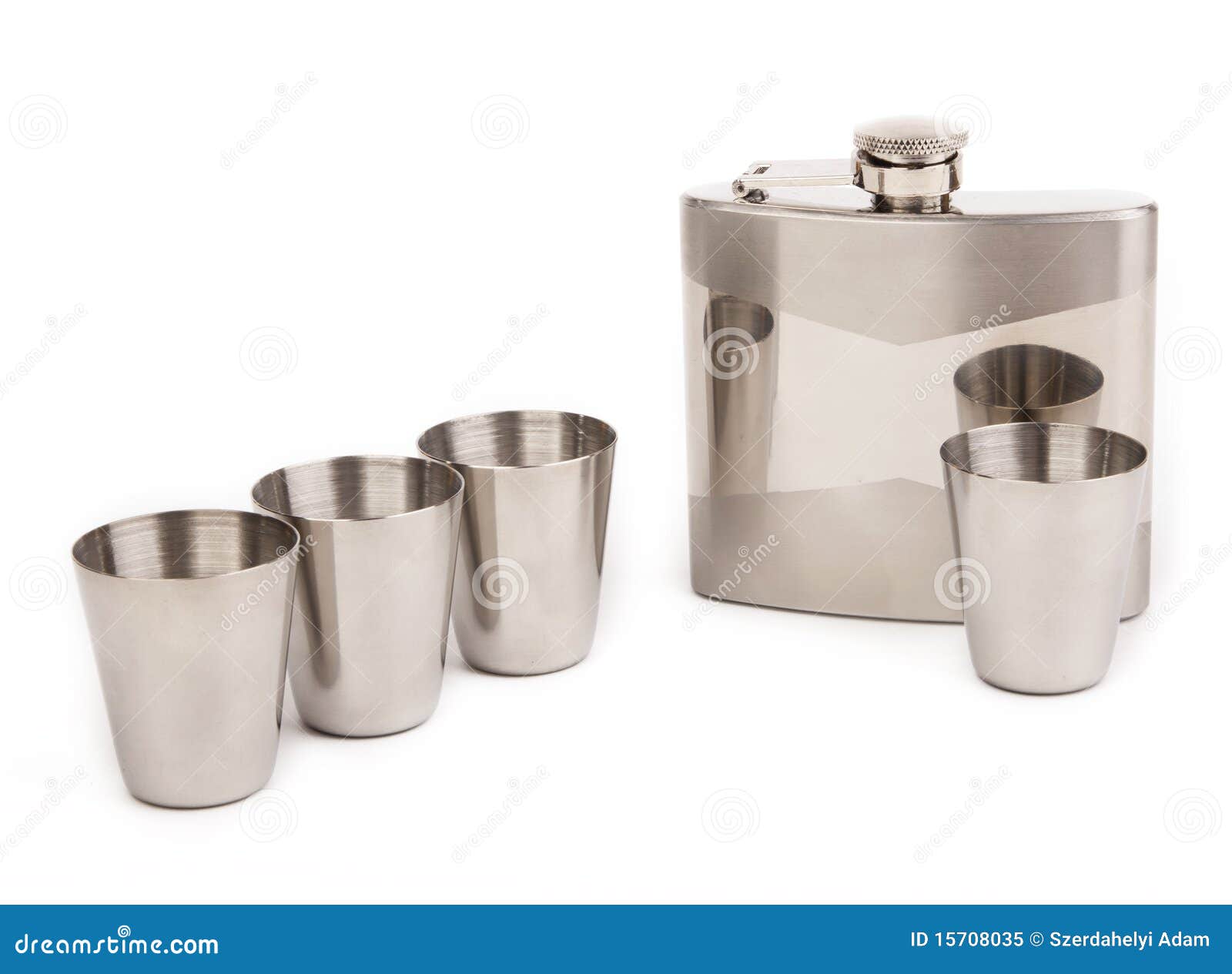Hip flask with cups stock image. Image of alcohol, chrome - 15708035