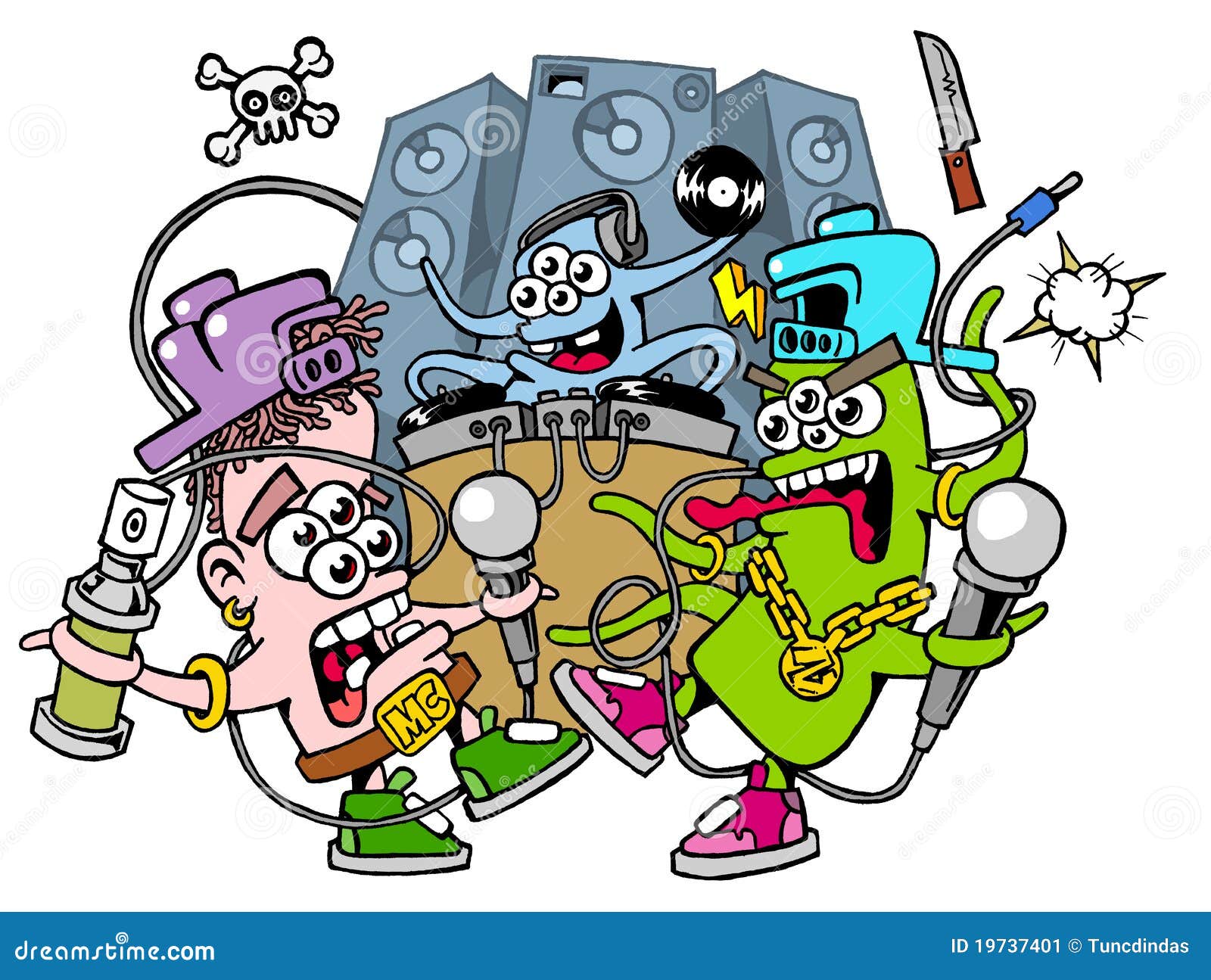 Isolated Set Of Rappers With Microphones Singing On Concert Stage ...