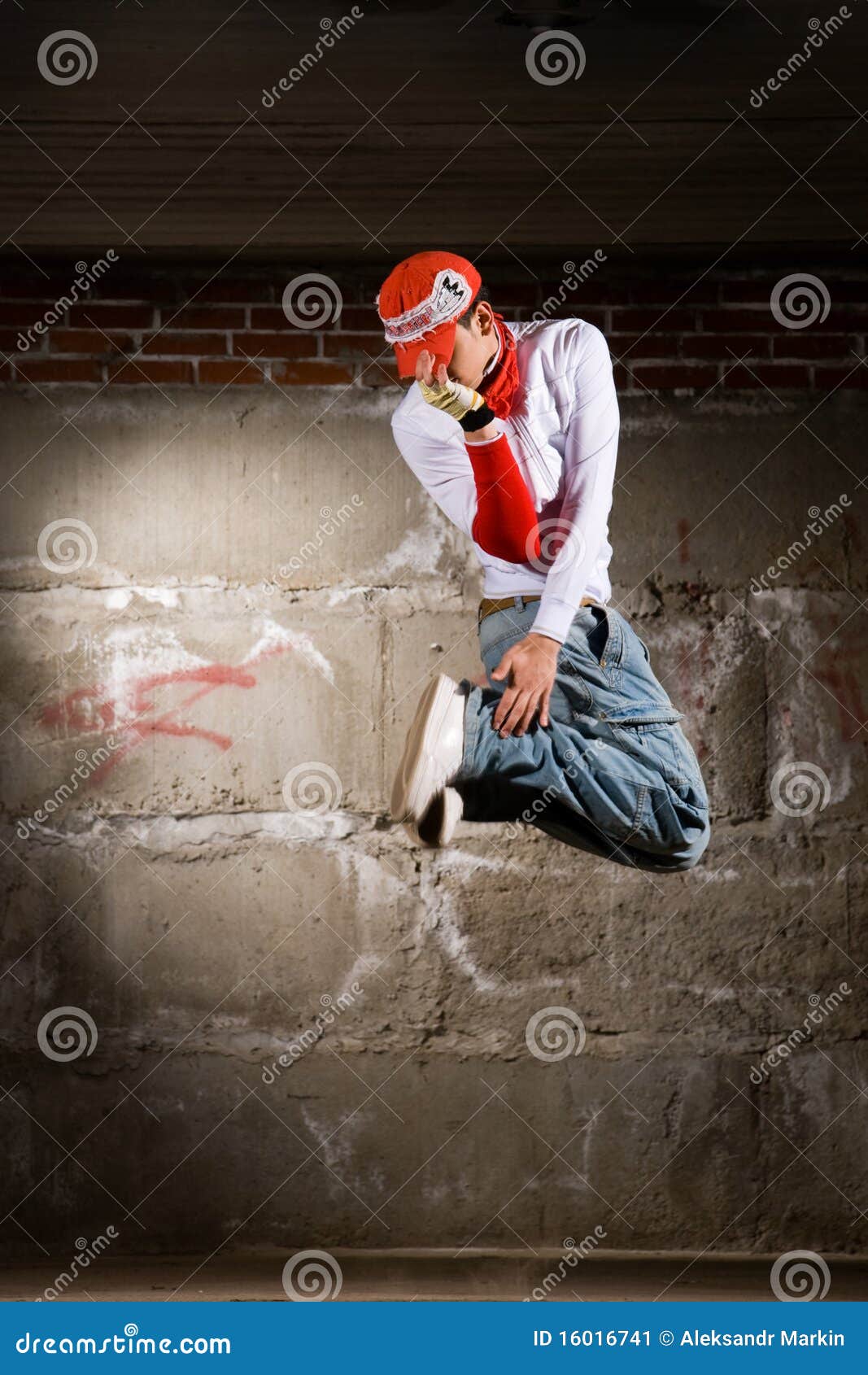 Hip Hop Boy Dancing Over Grey Brick Wall Stock Image - Image of ...