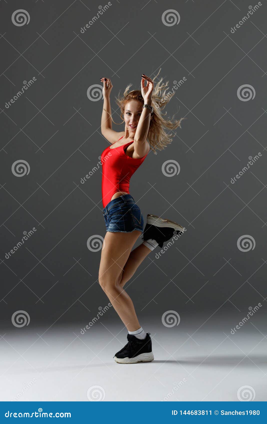 Hip Hop Dancer Moving and Jumping in Studio Stock Image - Image of ...