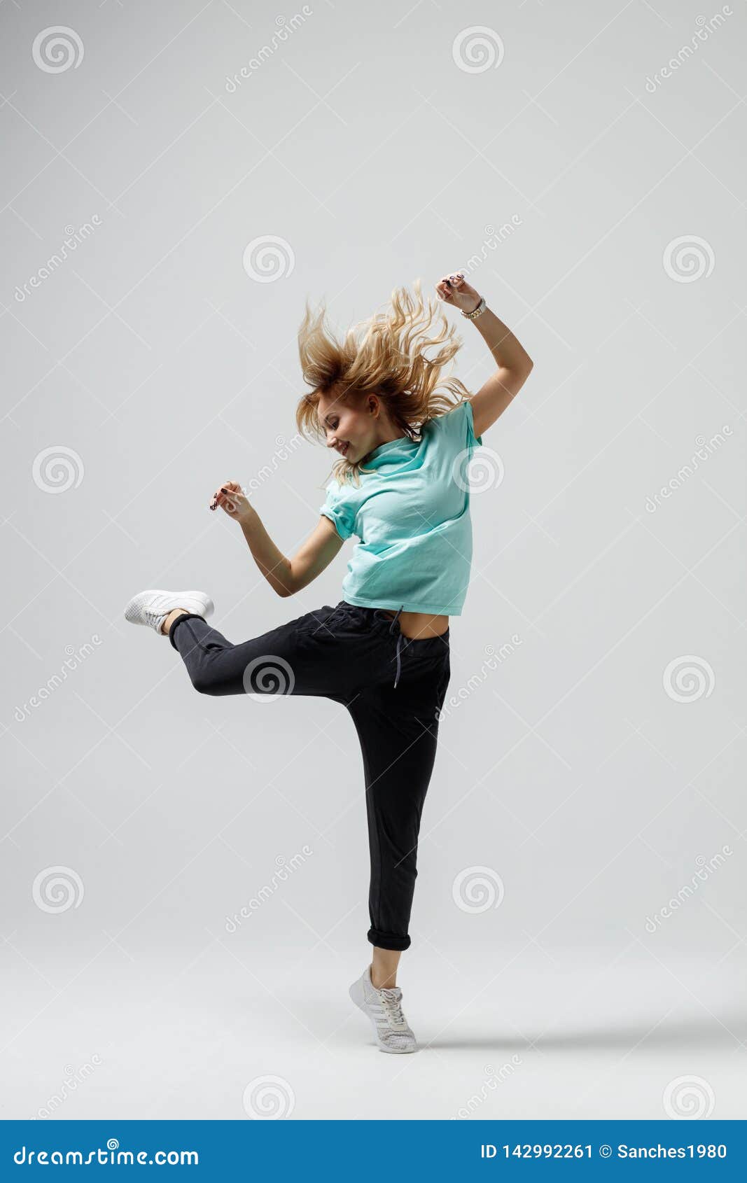 Hip Hop Dancer Moving and Jumping in Studio Stock Image - Image of ...