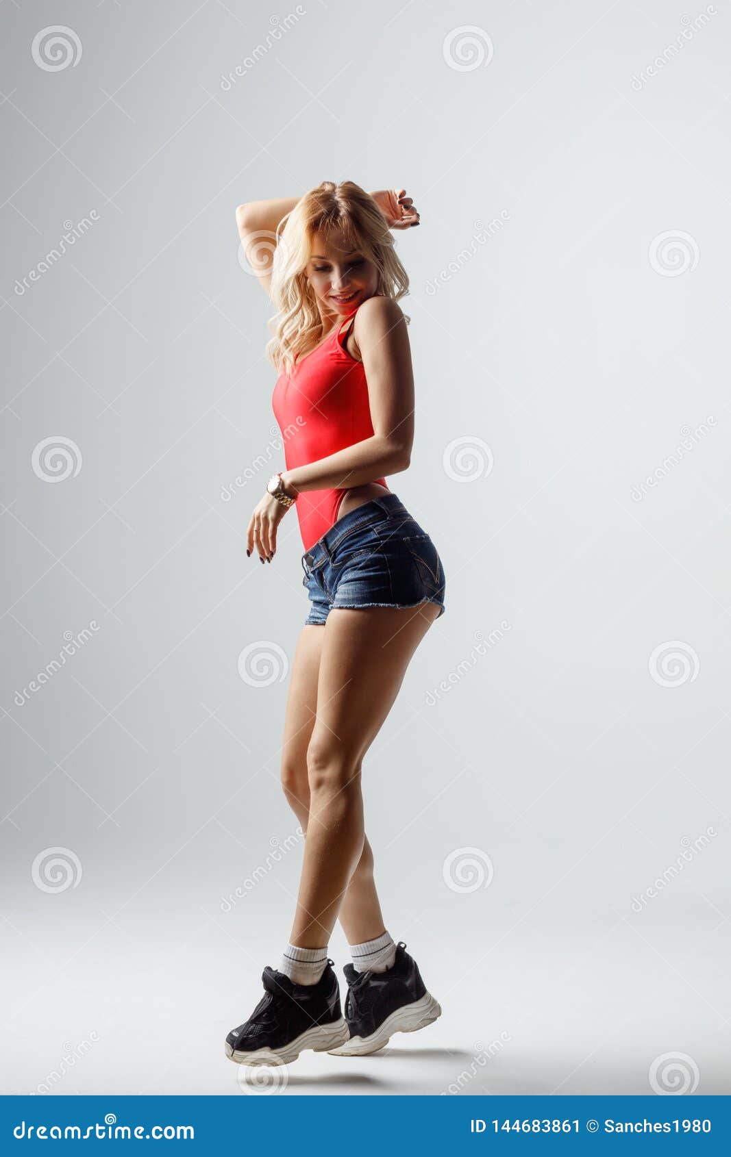 Hip Hop Dancer Moving and Jumping in Studio Stock Image - Image of ...