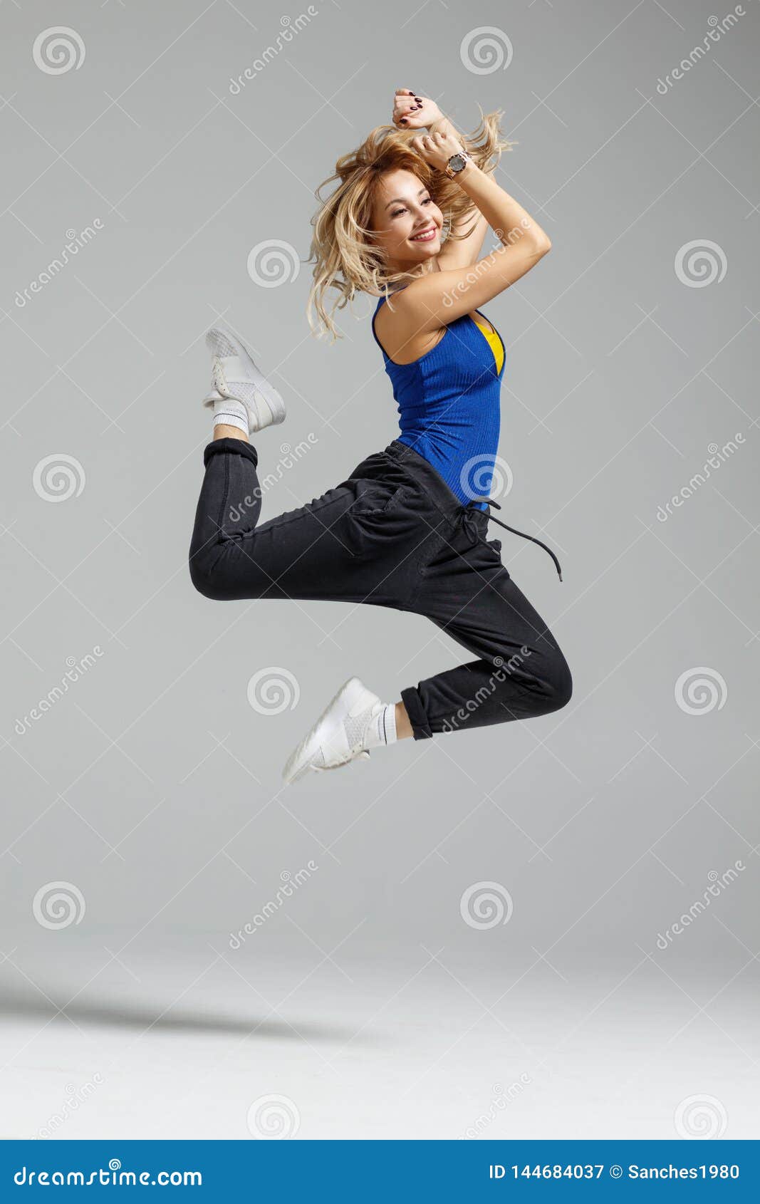Hip Hop Dancer Moving and Jumping in Studio Stock Image - Image of ...