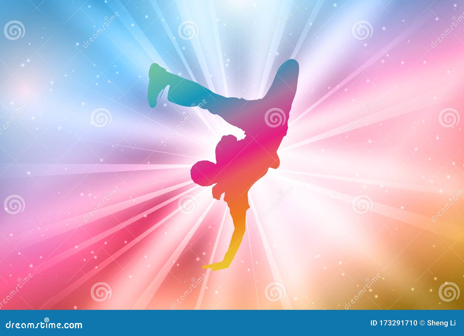 A Hip-hop Dancer on the Stage, Handstand Stock Vector - Illustration of ...