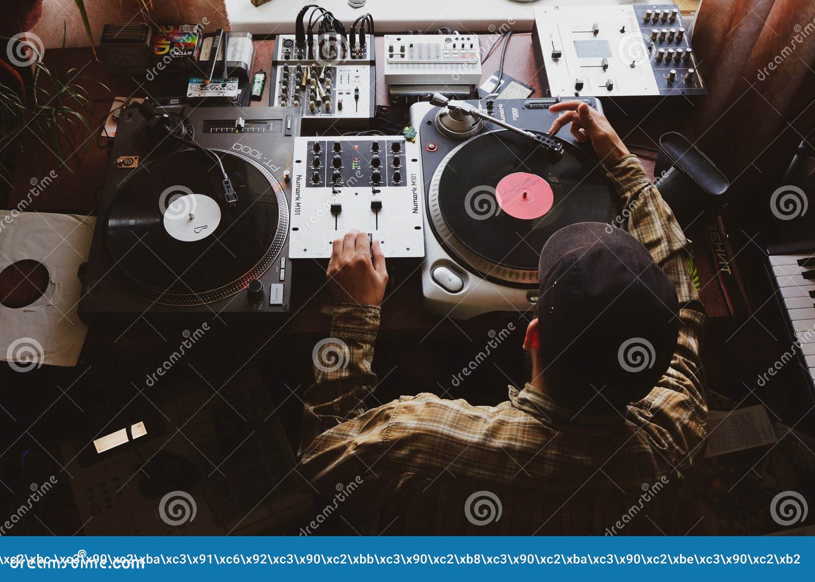 Hip-hop DJ at Home Studio is Spinning Records Editorial Photography ...