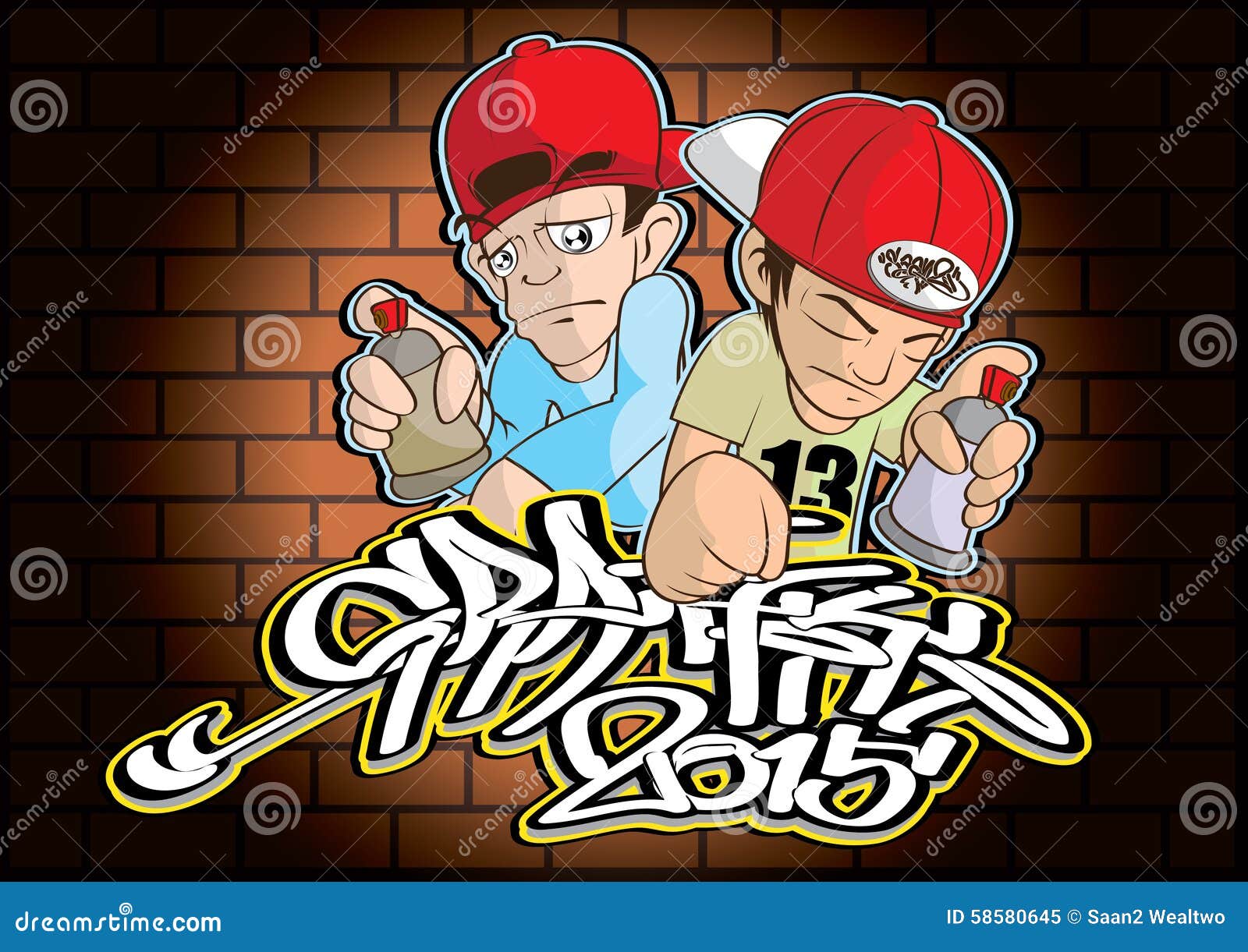 Hip-Hop-Graffiti vektor abbildung. Illustration von karikatur - 58580645