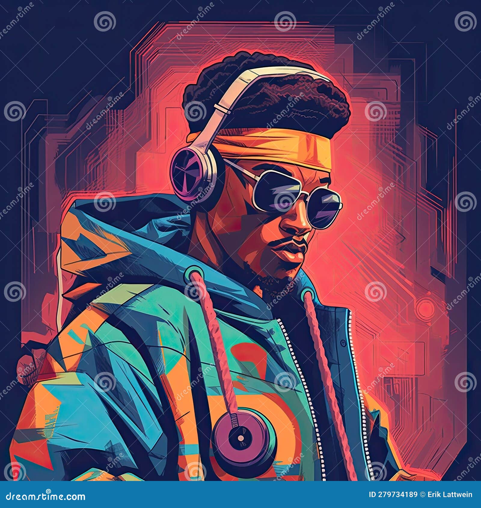 Hip Hop Illustration - Made with Generative AI Tools Stock Illustration ...