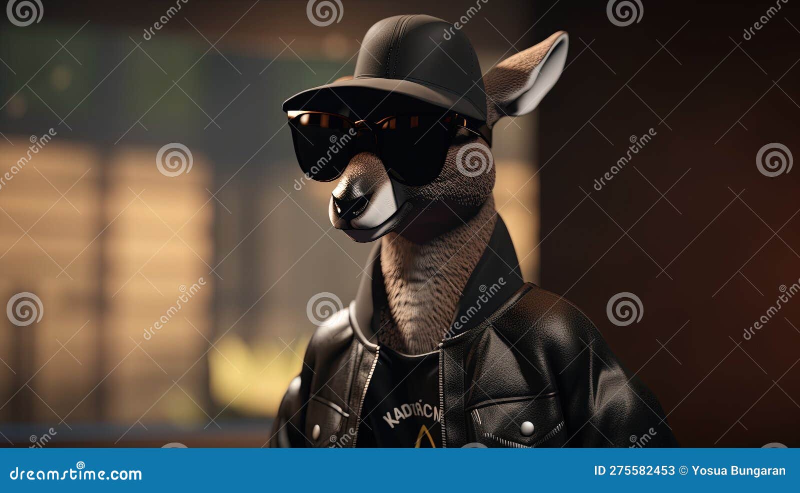 Hip Hop Kangaroo, Digital Art Illustration, Generative AI Stock ...