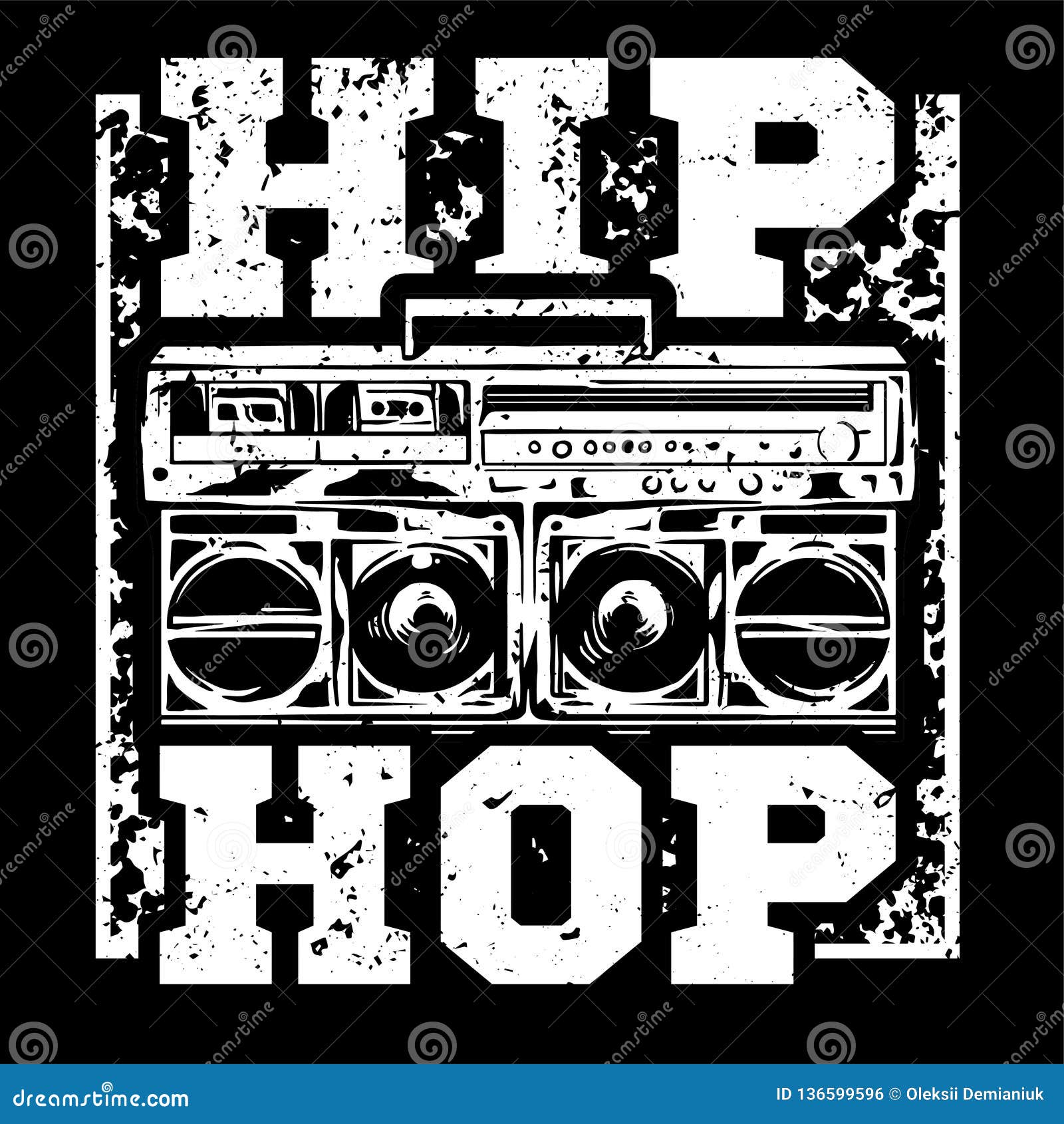 Hip Hop print stock vector. Illustration of poster, patch - 136599596