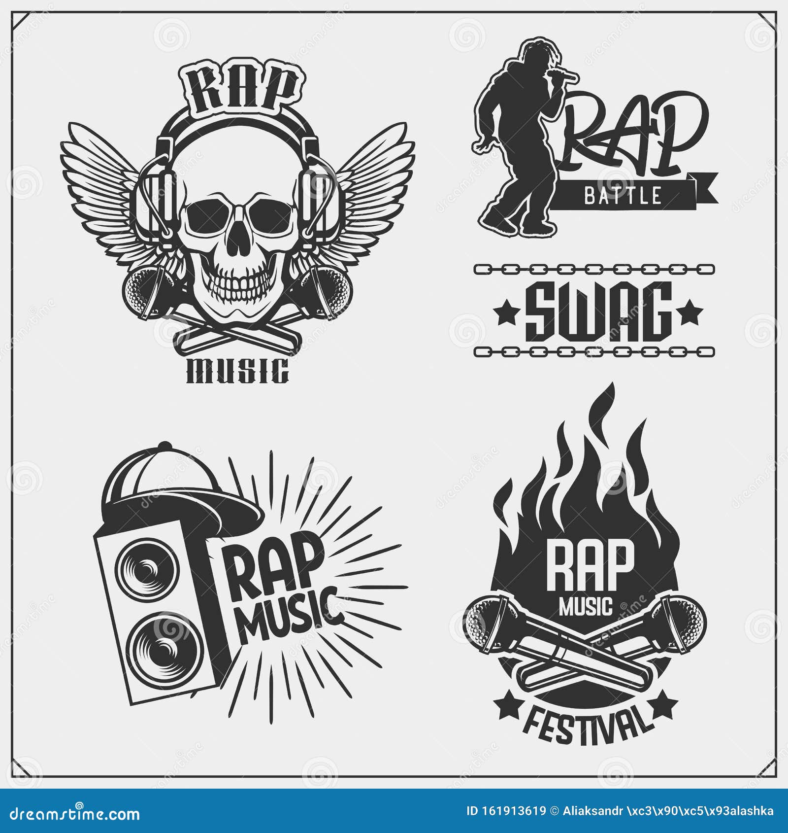 Hip-hop and Rap Emblems, Attributes and Accessories. Poster Templates ...