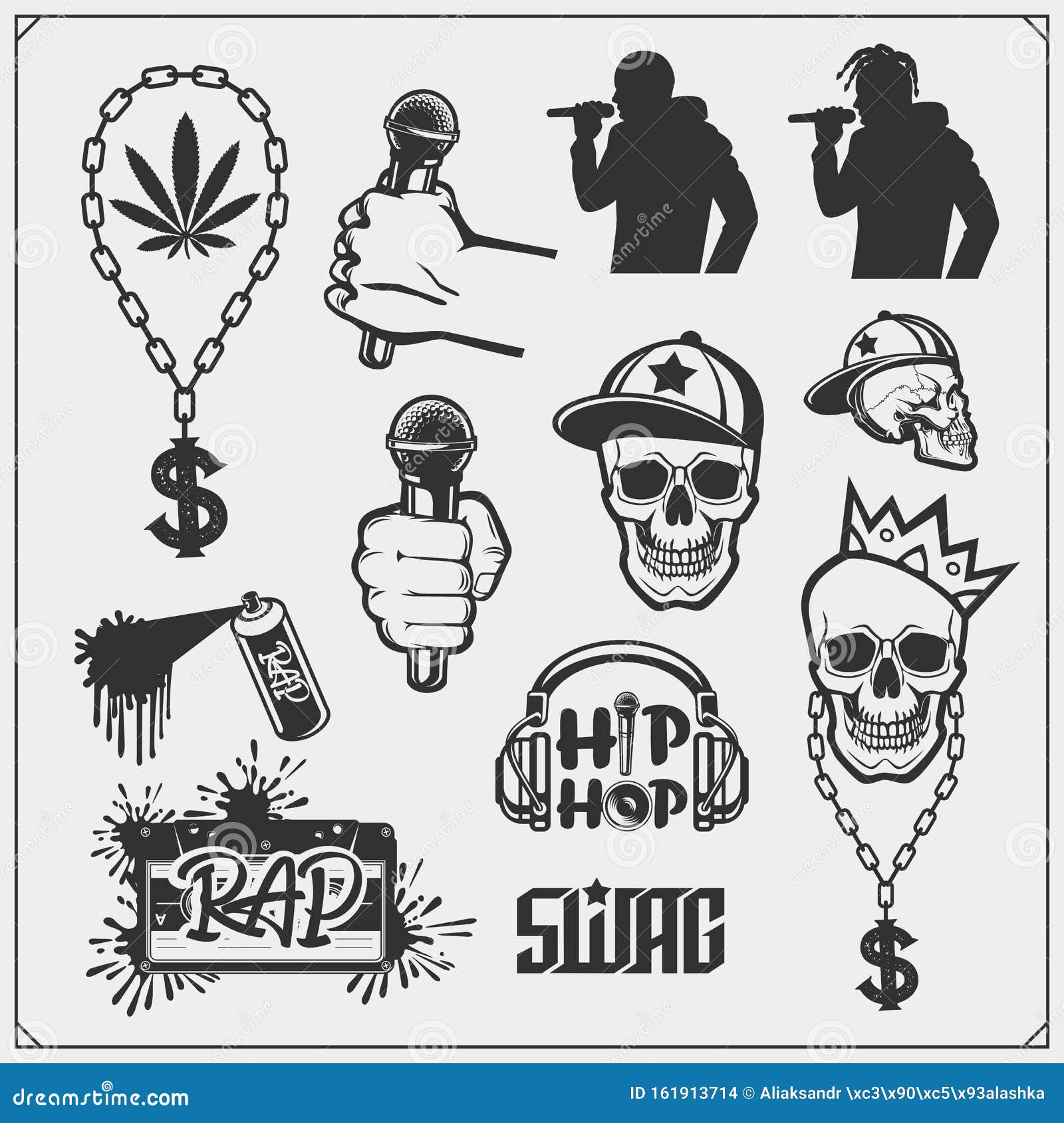 Hip-hop and Rap Emblems, Attributes and Accessories. Poster Templates ...