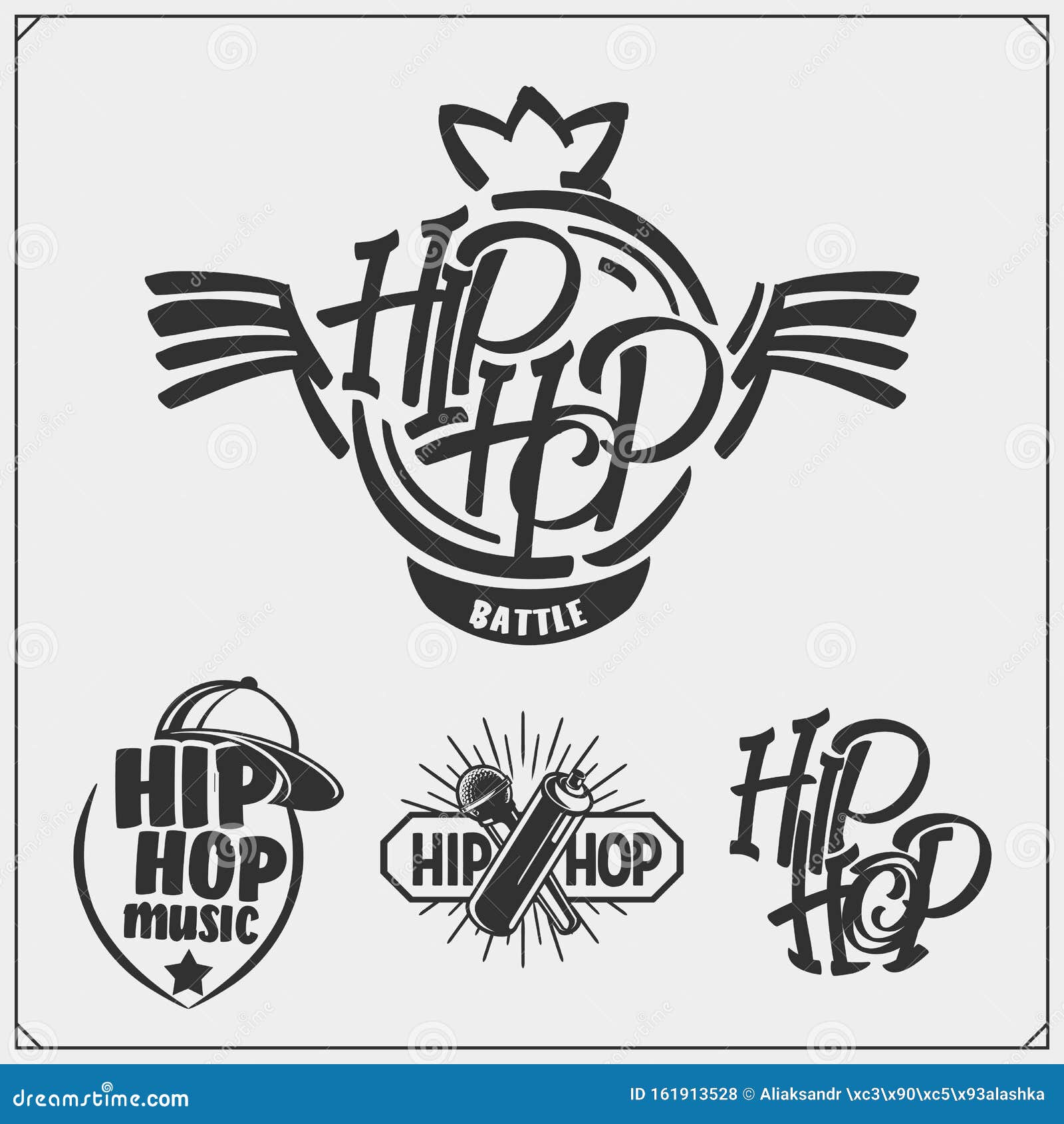 Hip-hop and Rap Emblems, Attributes and Accessories. Poster Templates ...