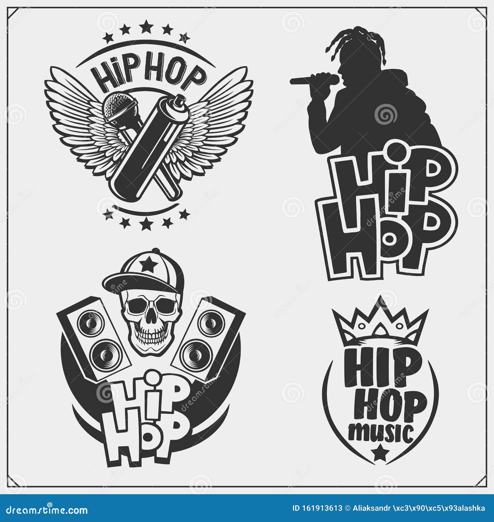 Hip-hop And Rap Emblems, Attributes And Accessories. Poster Templates ...