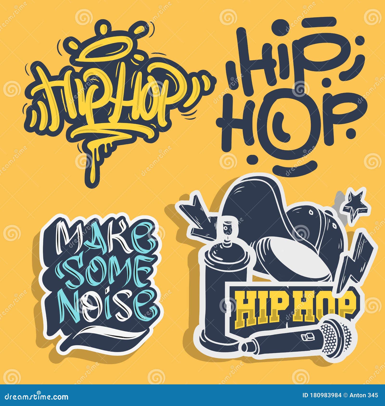 Hip Hop Rap Music Related Vector Illustrations Designs. Stock Vector ...