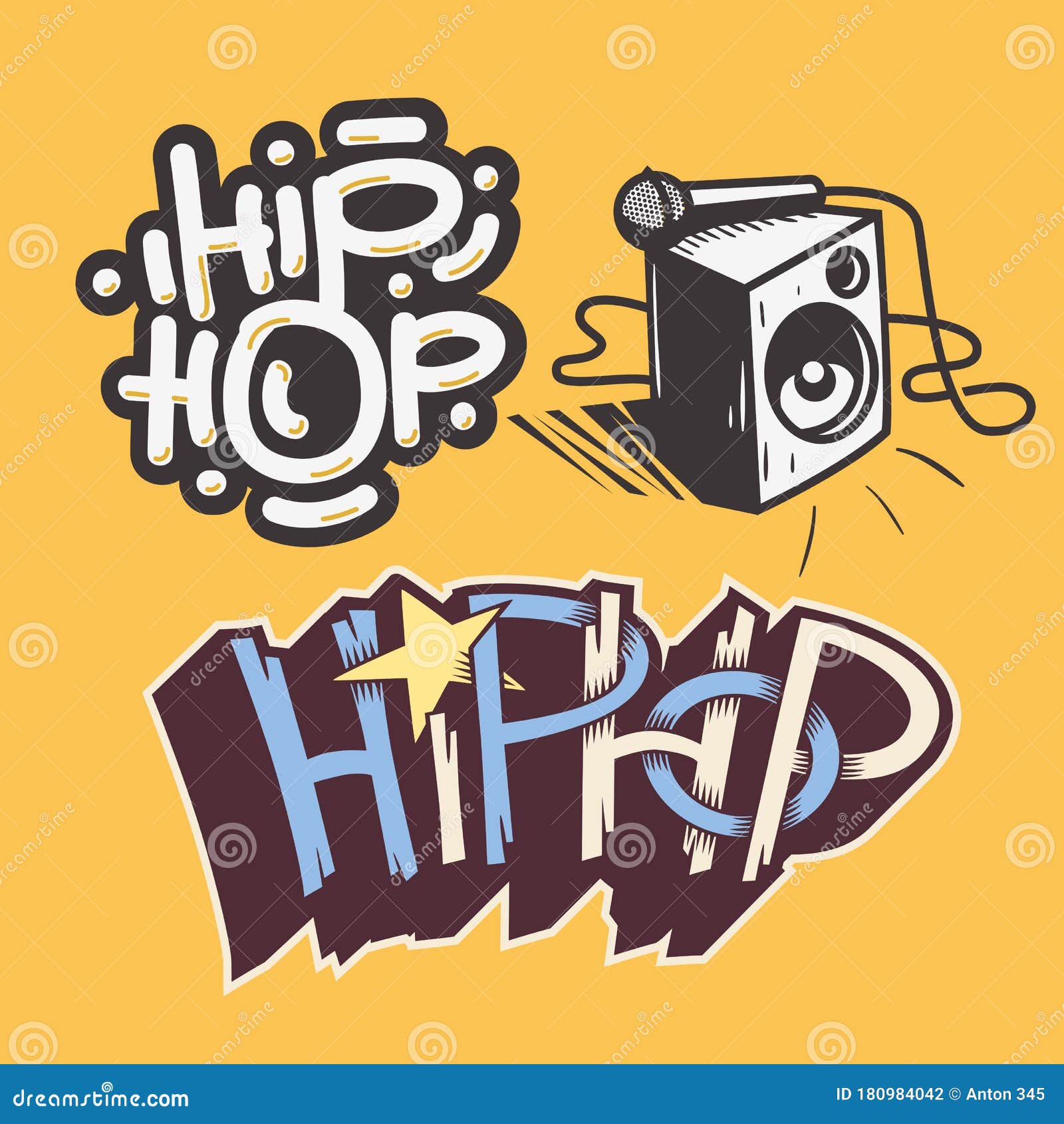 Hip Hop Rap Music Related Vector Illustrations Designs. Stock Vector ...