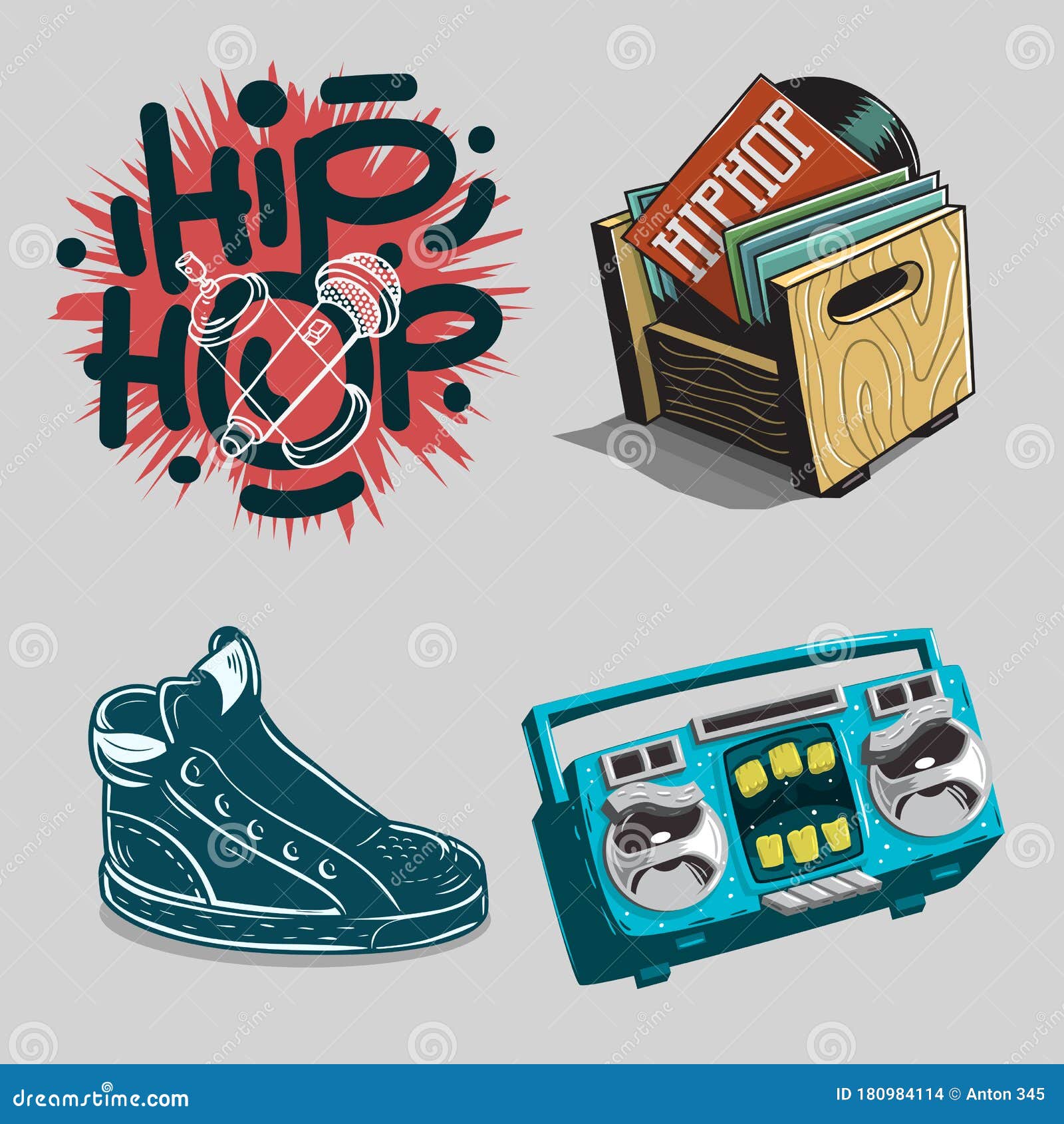 Hip Hop Rap Music Related Vector Illustrations Designs. Stock Vector ...