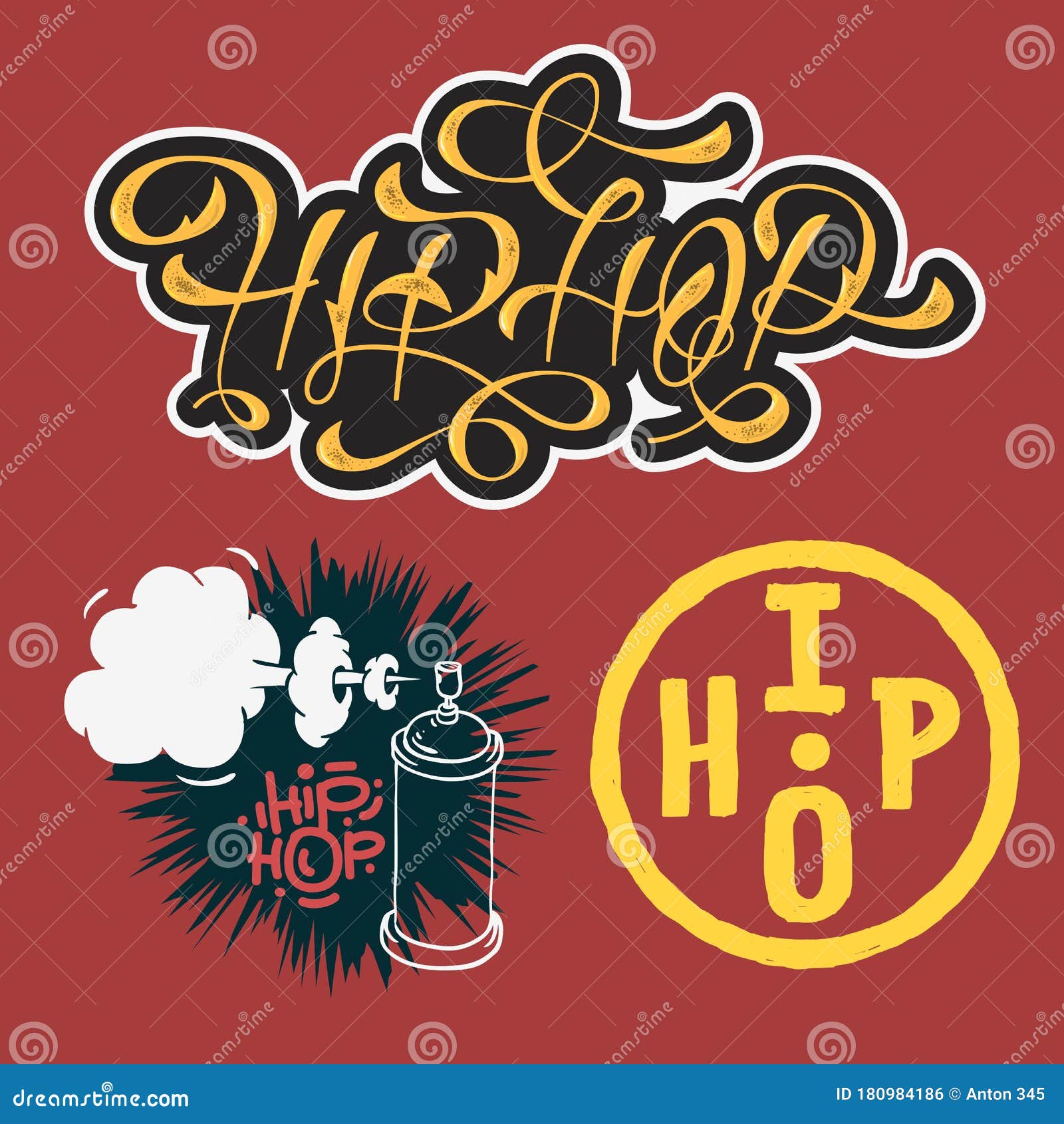 Hip Hop Rap Music Related Vector Illustrations Designs. Stock Vector ...