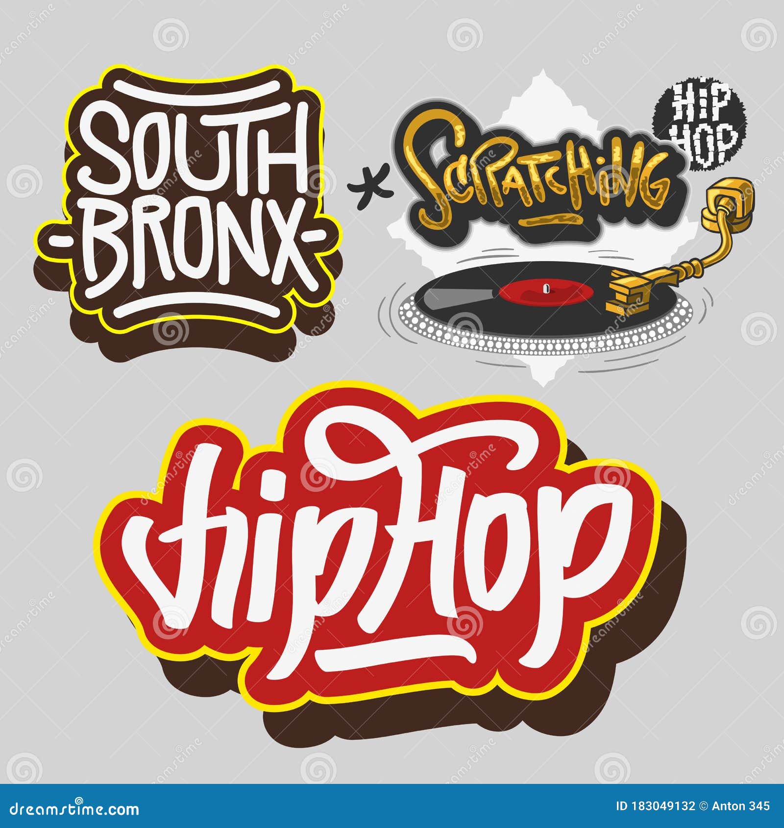 Hip Hop Rap Music Related Vector Illustrations Designs. Stock Vector ...