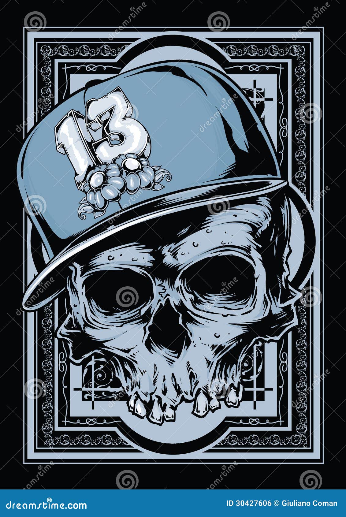 Hip hop skull stock vector. Illustration of shape, crown - 30427606