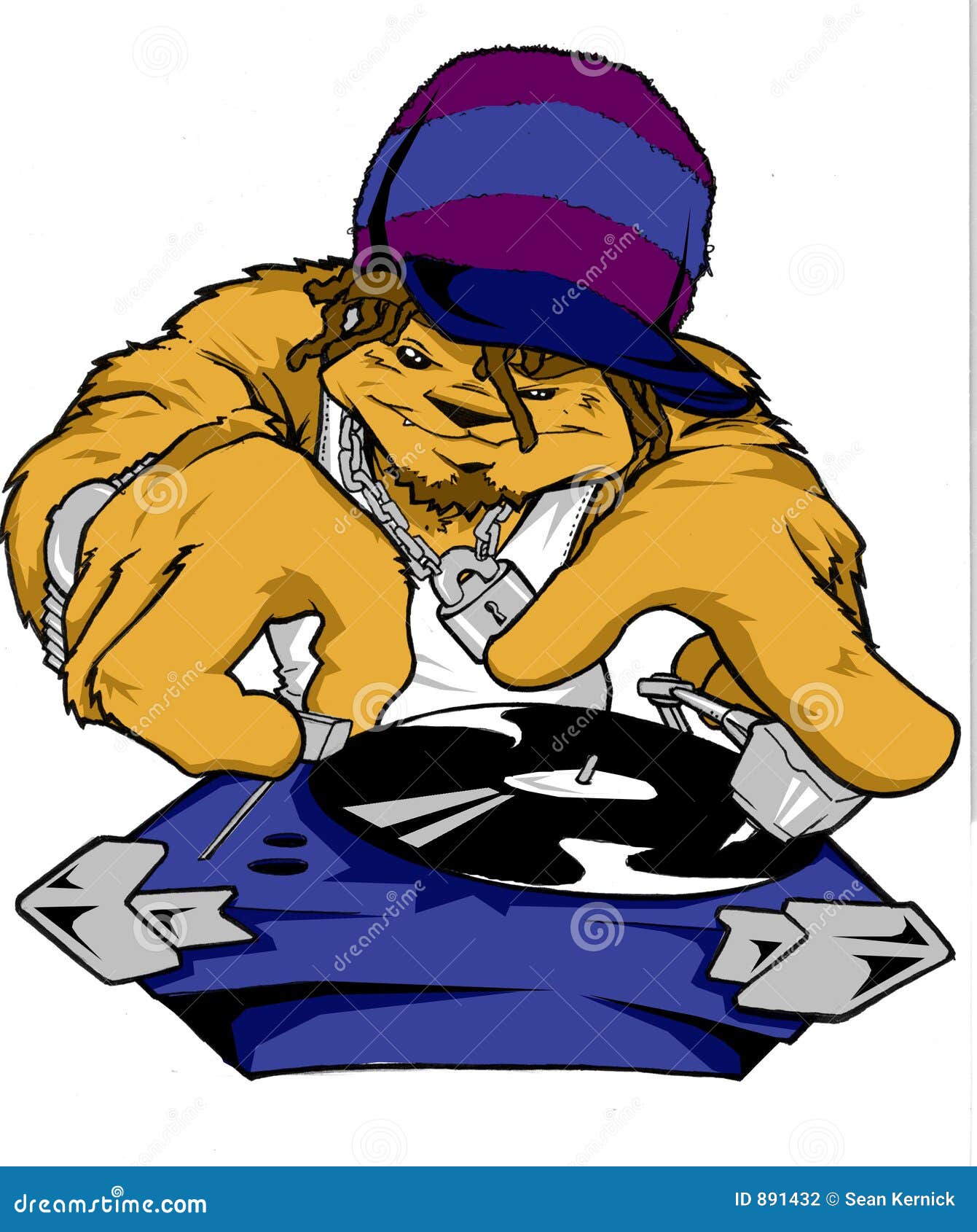 Hip Hop Wolf DJ stock illustration. Illustration of deejay - 891432