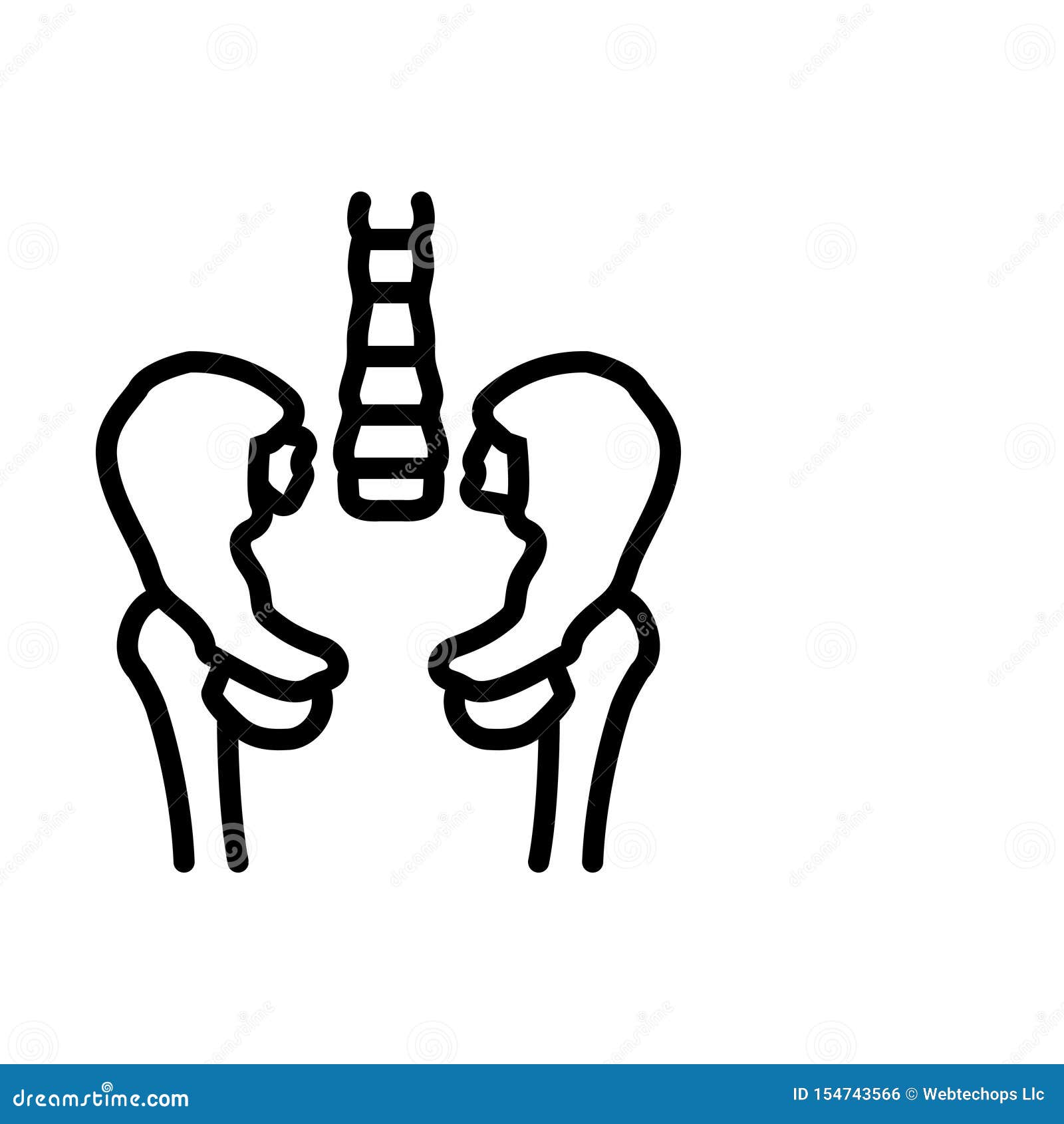 Black Line Icon for Hip, Pelvis and Skeleton Stock Vector ...