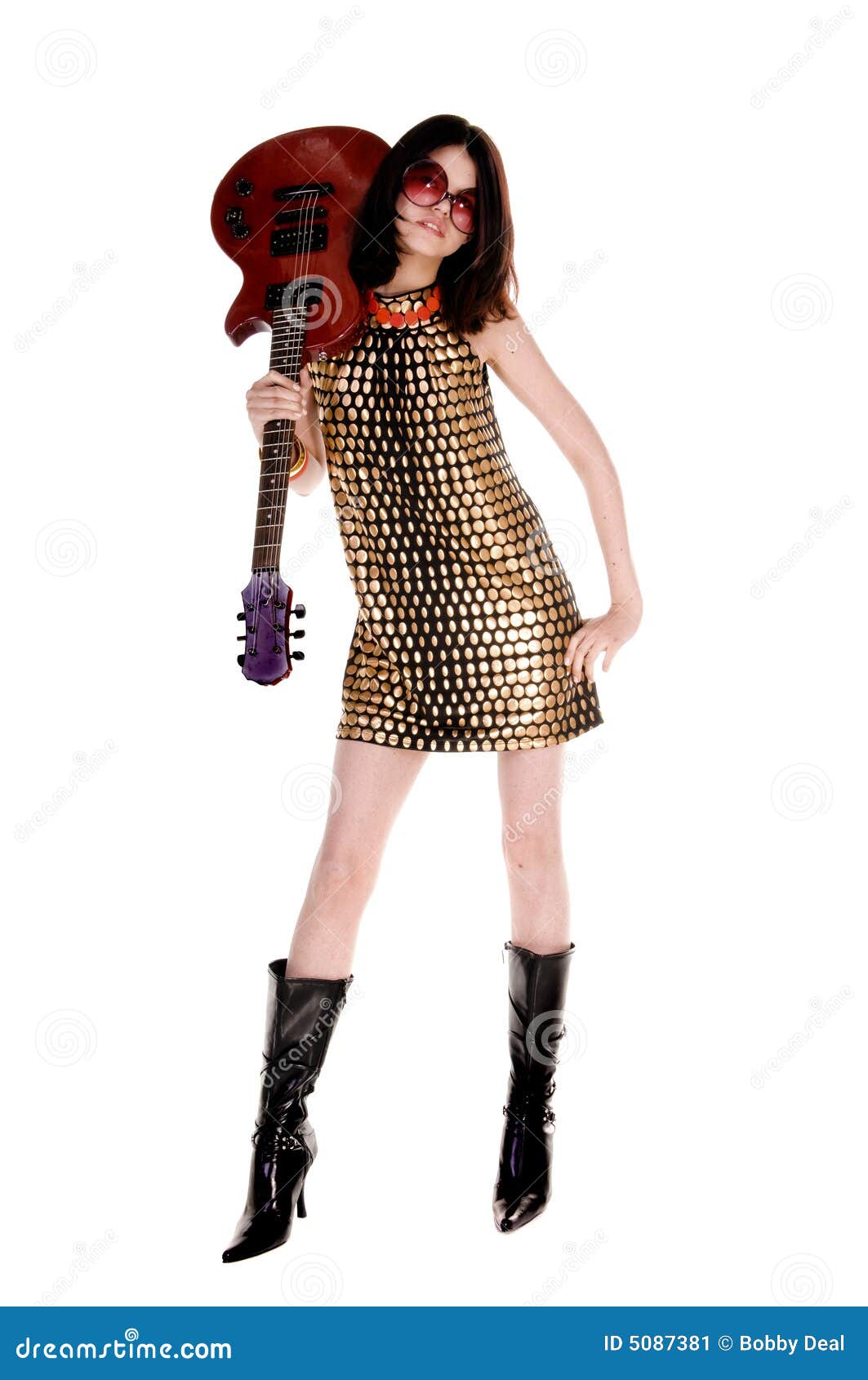 Hip Young Rocker stock image. Image of roll, female, brunette - 5087381