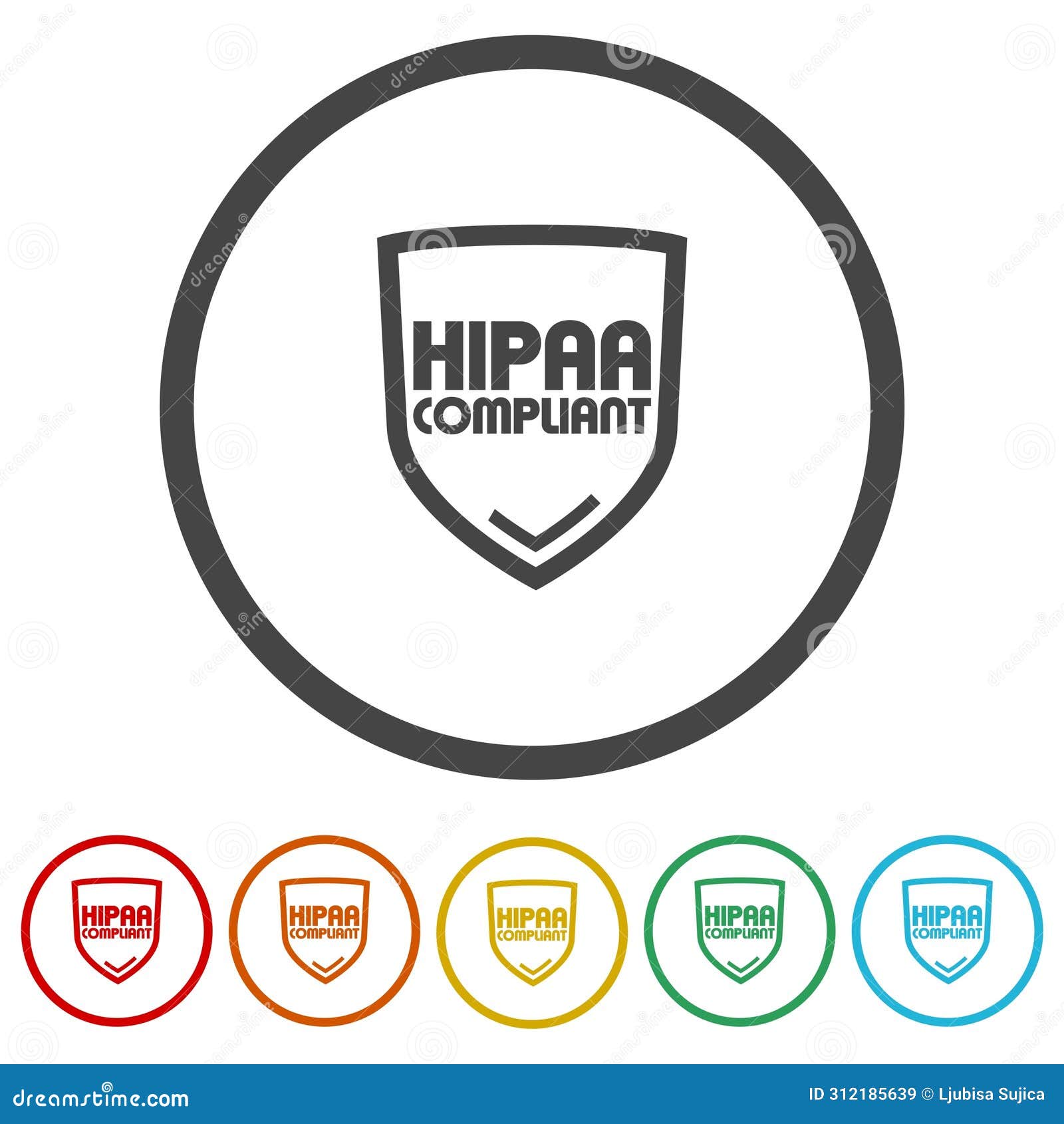 HIPAA Compliance Icon. Set Icons in Color Circle Buttons Stock Vector ...