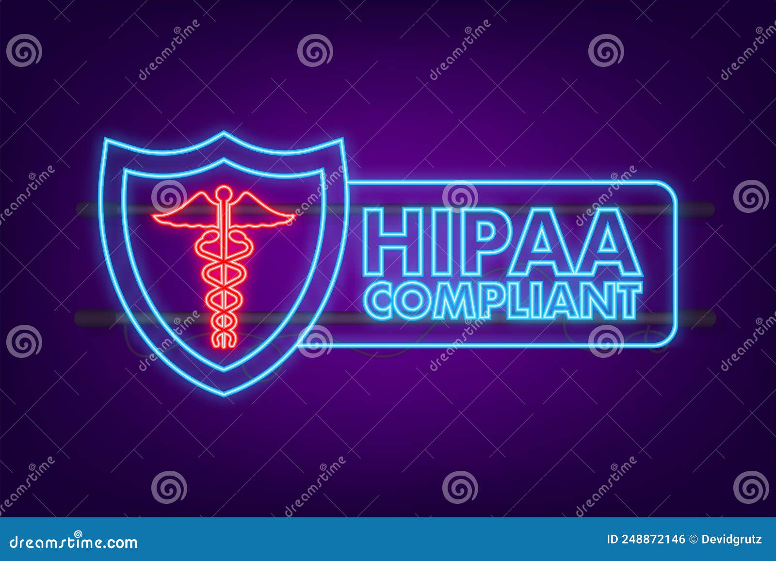 Hipaa Compliant. Checkmark Neon Icon. Vector Design Stock Vector ...