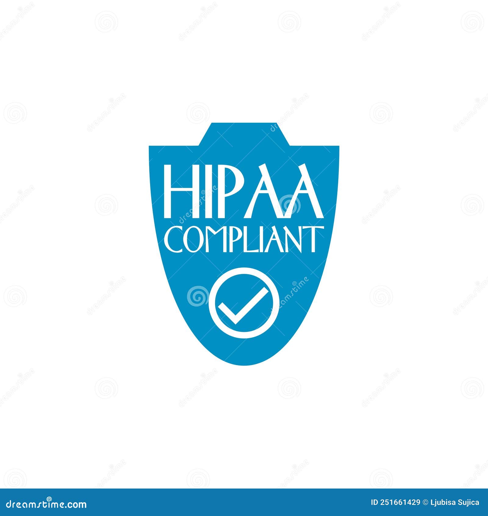 HIPAA Compliant Shield Icon Isolated on White Background Stock Vector ...