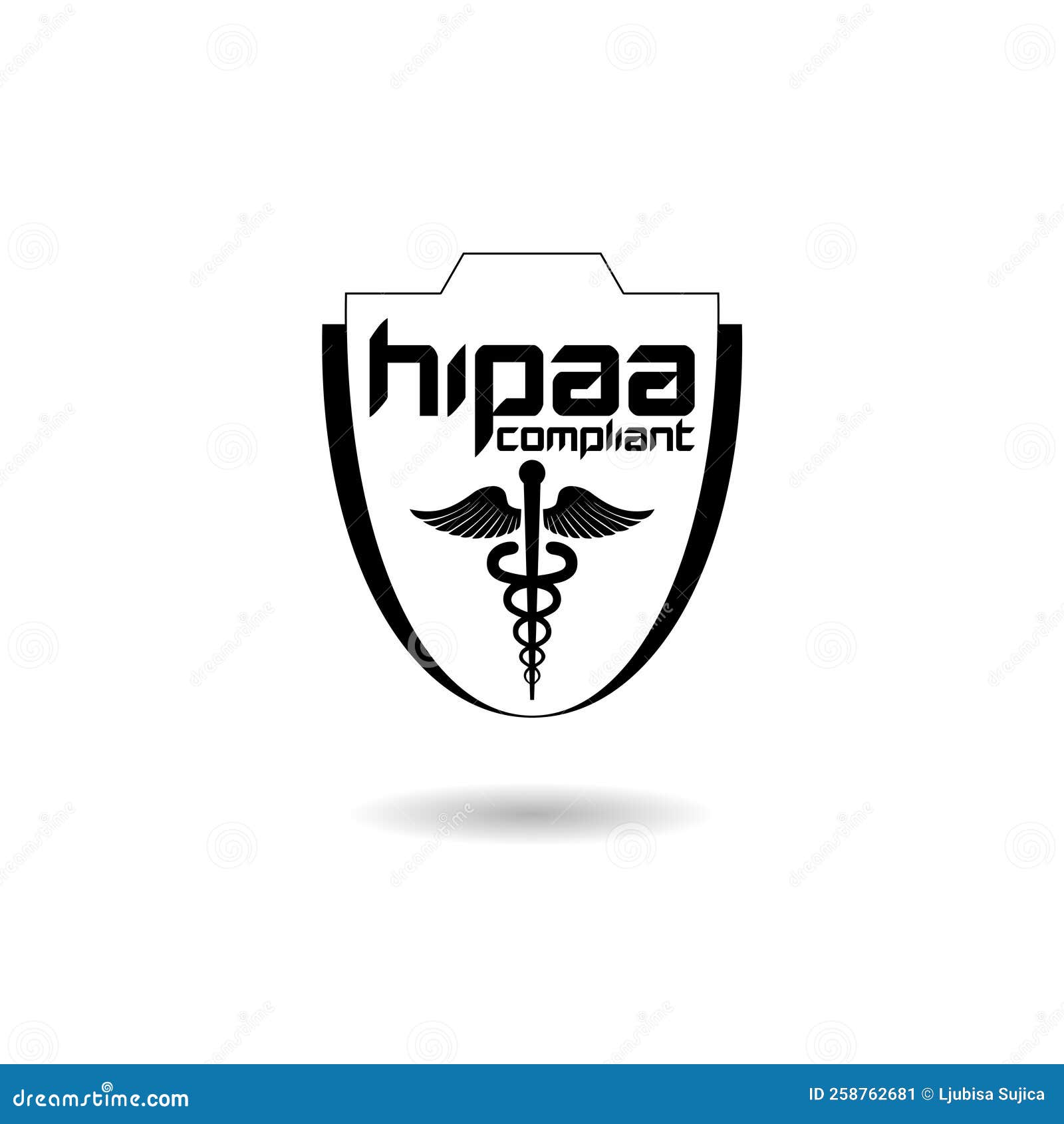 Hipaa Compliant Shield Icon Logo with Shadow Stock Vector ...