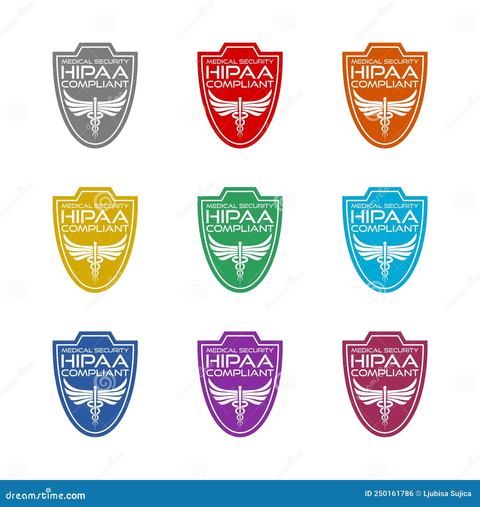 HIPAA Shield Icon Isolated on White Background. Set Icons Colorful ...
